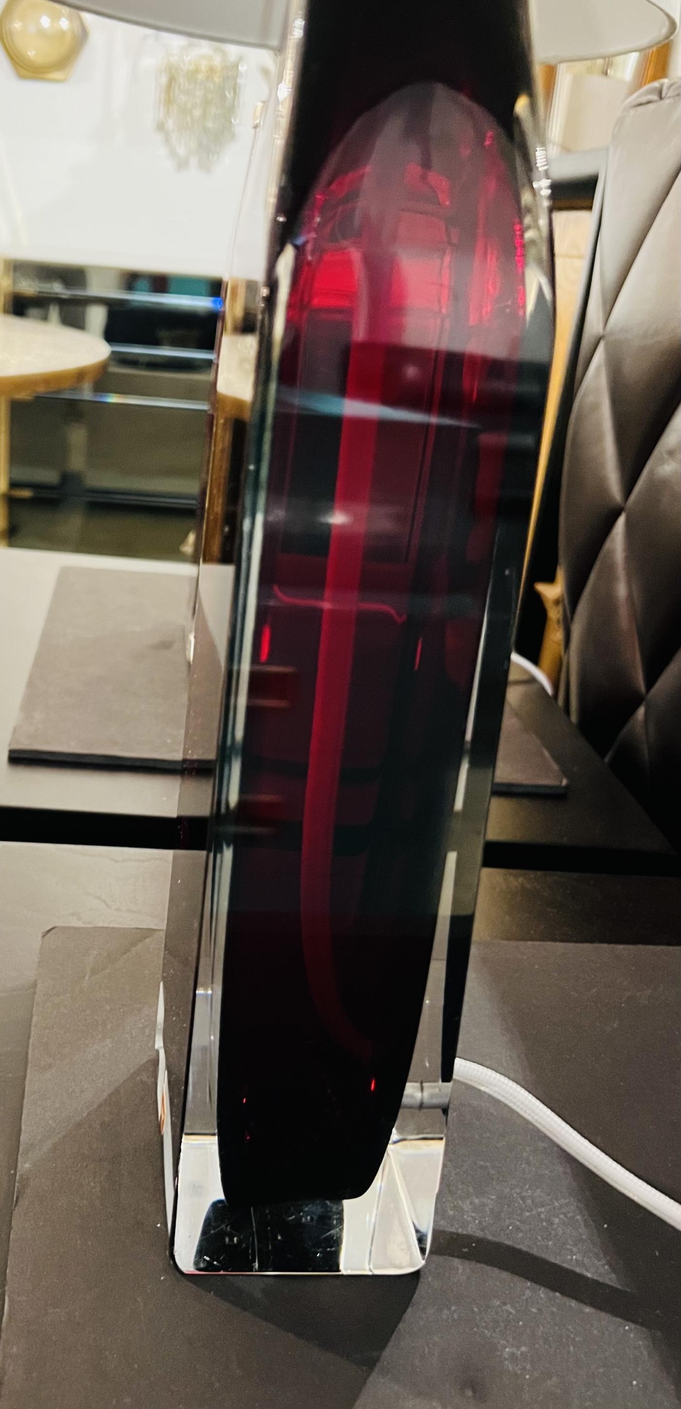 Orrefors - Pair of Orrefors 1960s Swedish Ruby Red Crystal Table Lamps