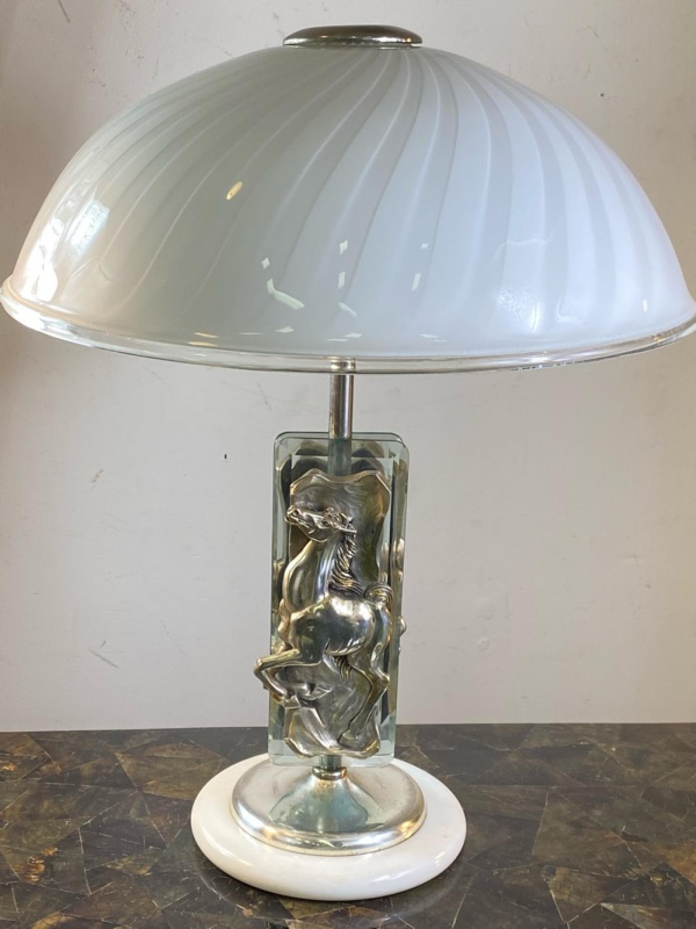 Ottaviani - EXCEPTIONAL SILVER ,MURANO GLASS AND MARBLE LAMP BY OTTAVIANI