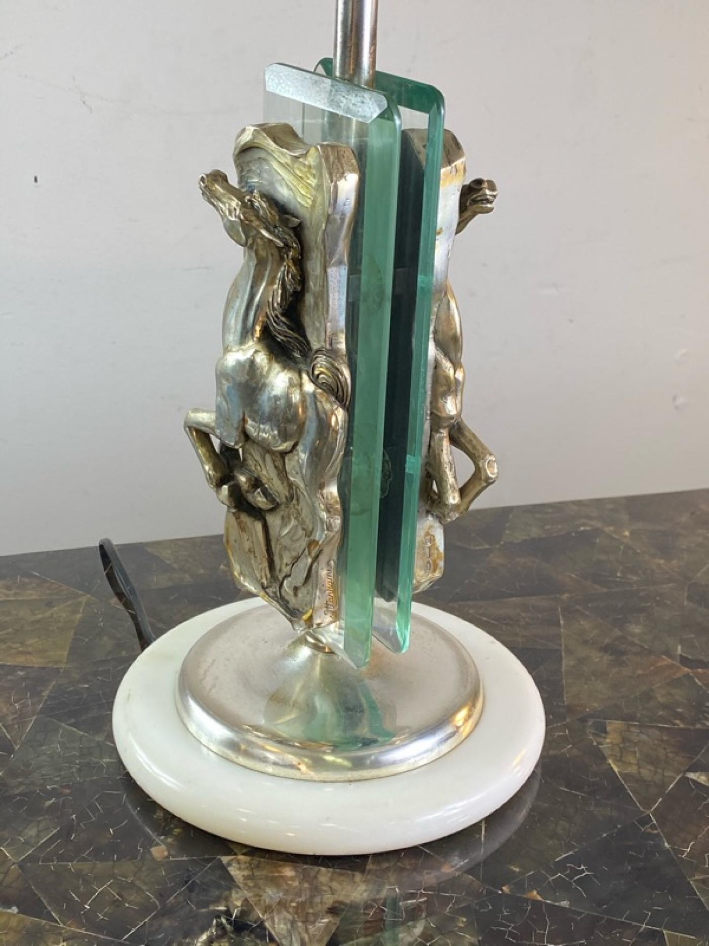 Ottaviani - EXCEPTIONAL SILVER ,MURANO GLASS AND MARBLE LAMP BY OTTAVIANI