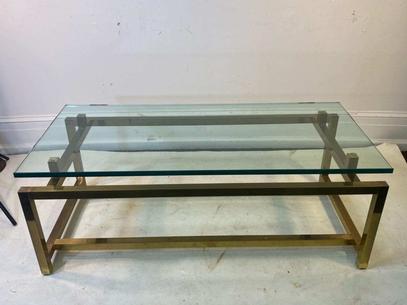 Pace Collection - MODERNIST TUBULAR BRASS FRAME COFFEE TABLE BY PACE