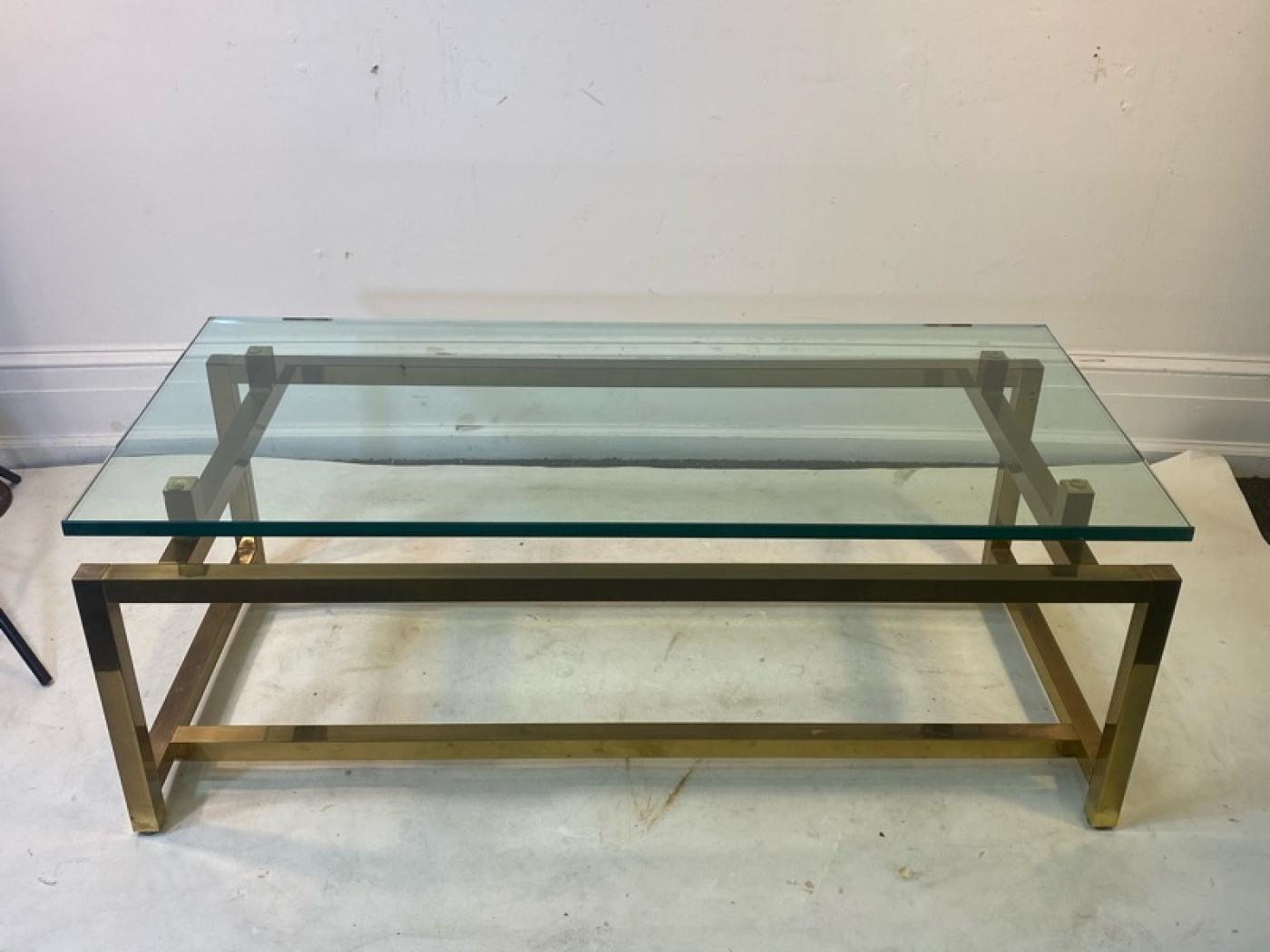 Pace Collection - MODERNIST TUBULAR BRASS FRAME COFFEE TABLE BY PACE