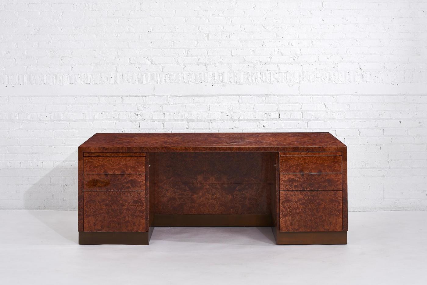 Pace Collection - Pace Burl Wood Executive Desk, 1970