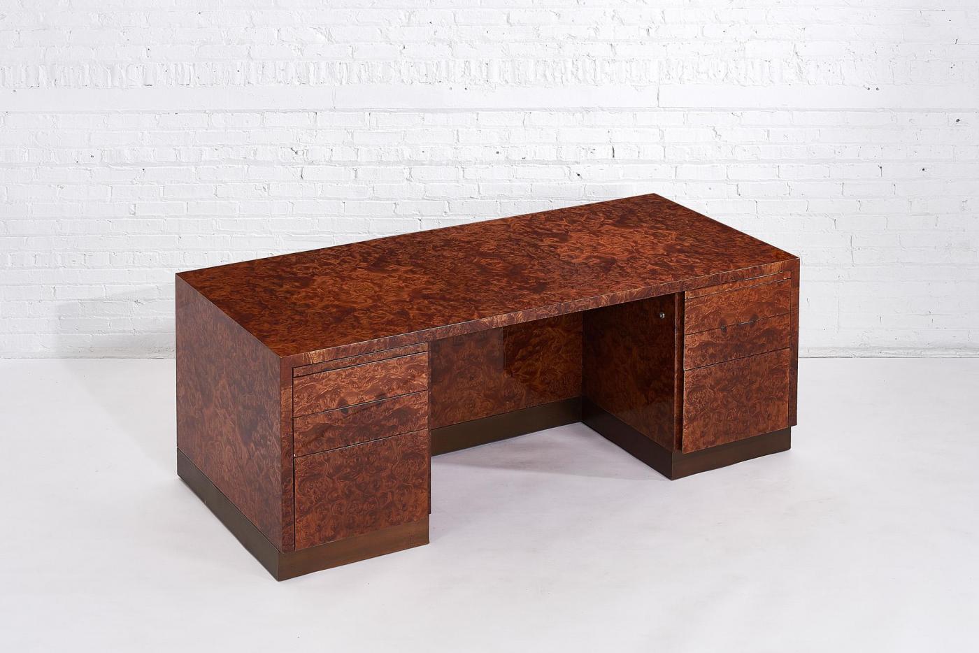 Pace Collection - Pace Burl Wood Executive Desk, 1970
