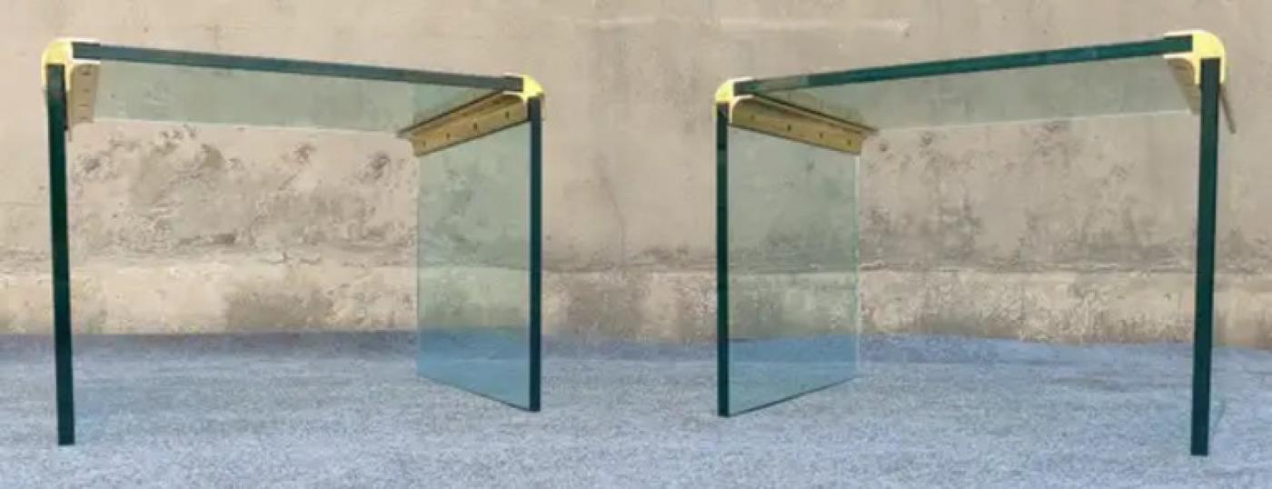 Pace Collection - Pair of Pace Furniture Leon Rosen Brass and Glass ...