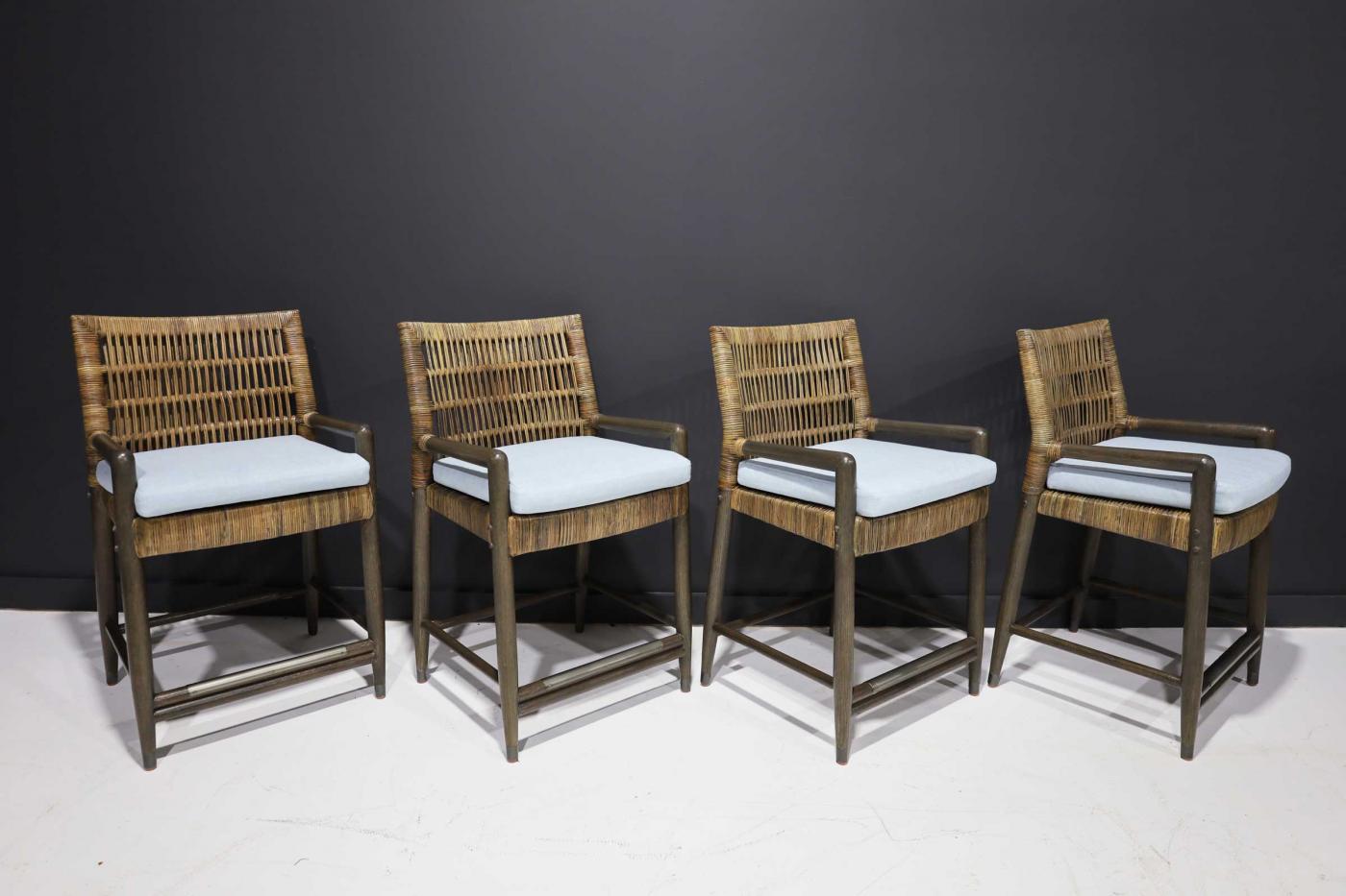 Palacek - Set of Four Palacek "Navarro" Counter Height Bar Stools