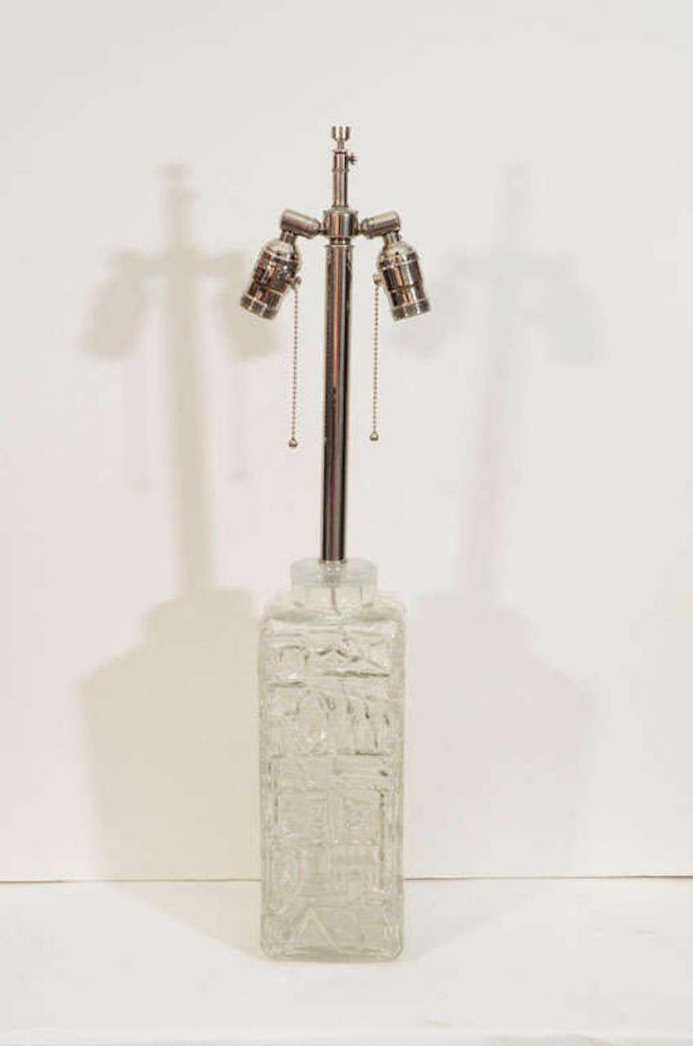 Pukeberg - Abstract "Ice Block" Clear Glass Lamps by Pukeberg