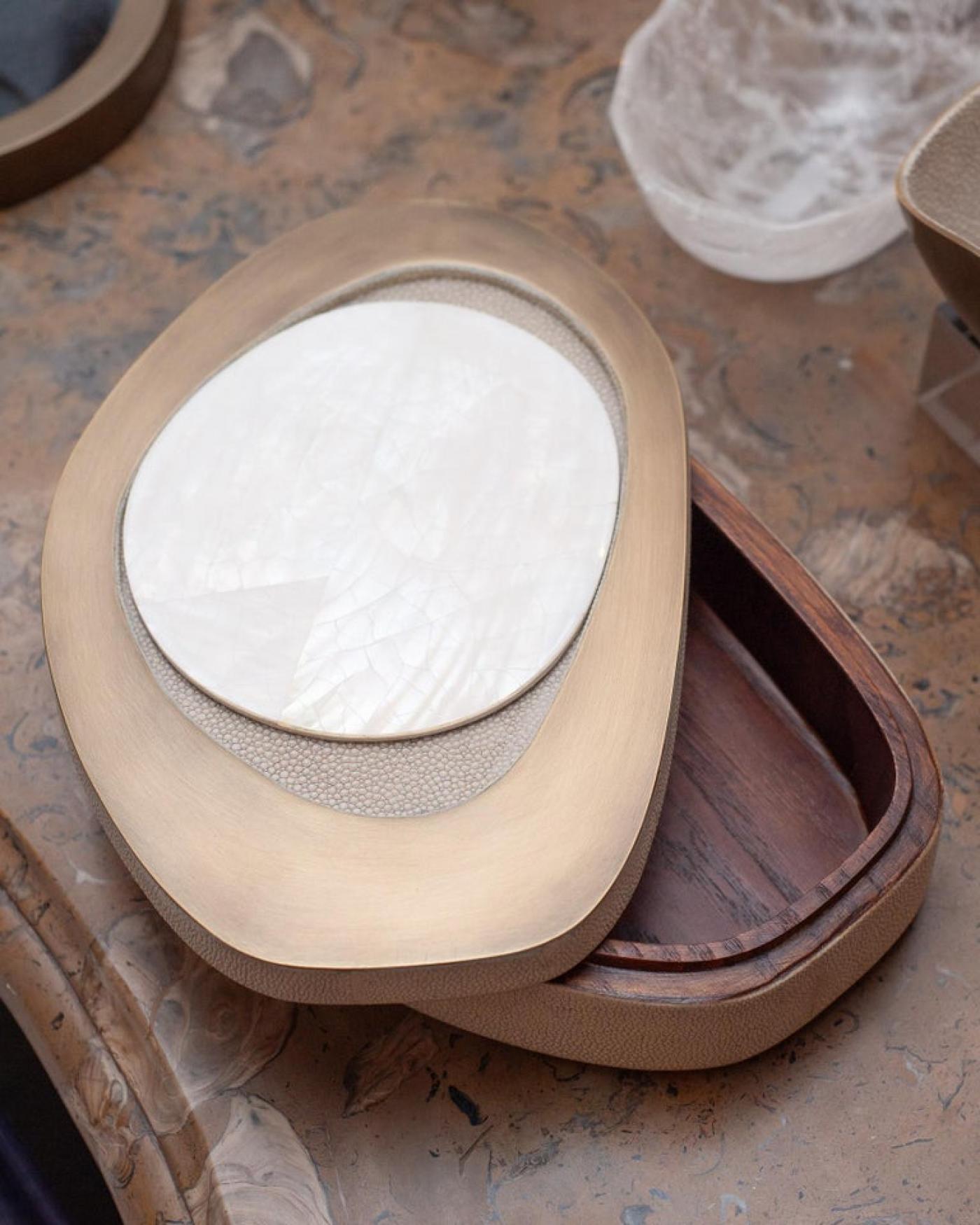 R&Y Augousti - Contemporary R & Y Augousti Creme Shagreen Box with ...