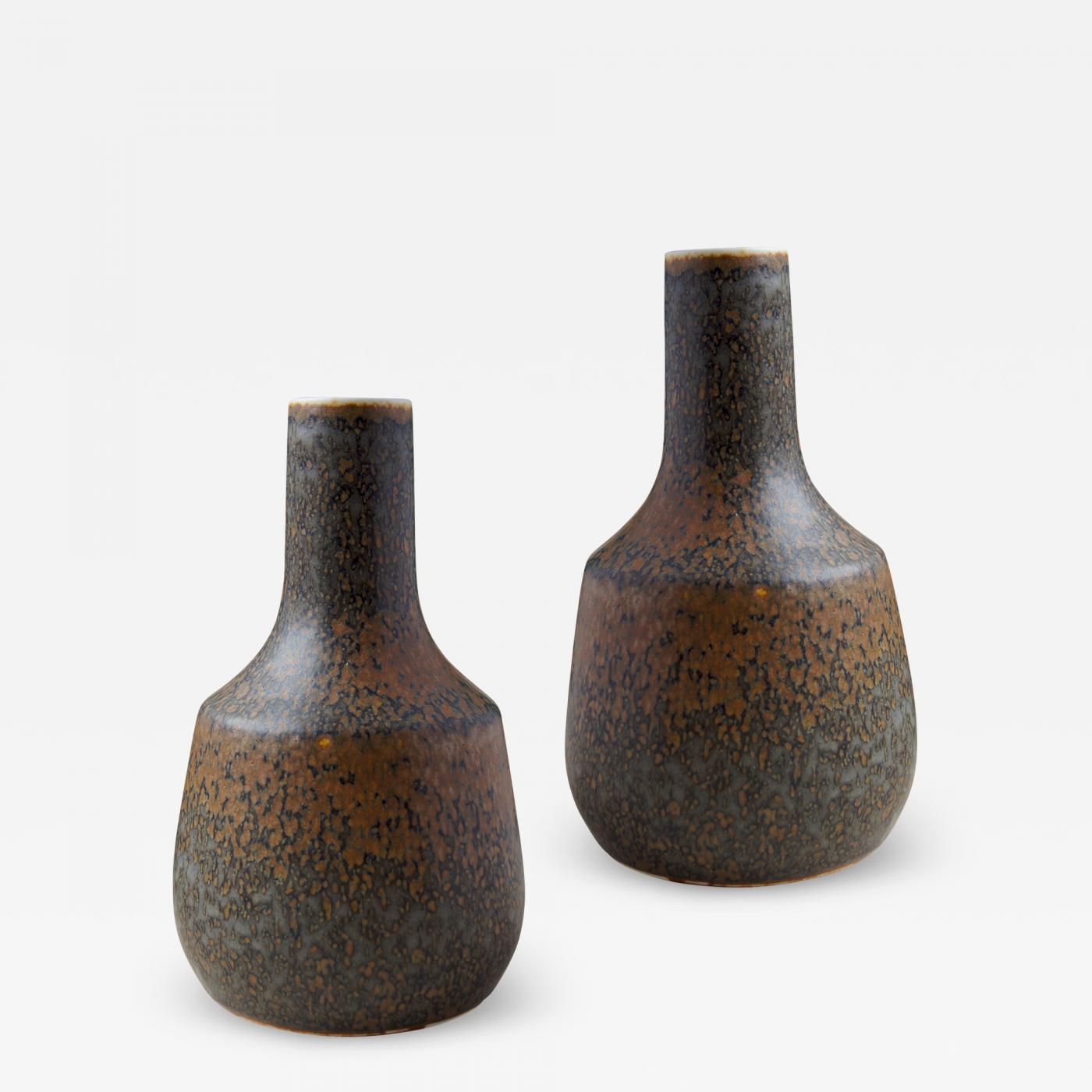Rörstrand / Rorstrand Studio - Pair of Vases with Bronze Evoking Mottle ...