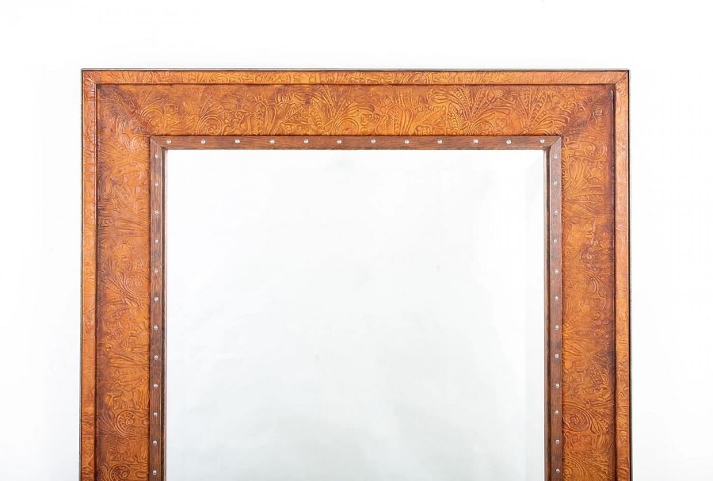 Ralph Lauren - Ralph Lauren Labeled Mirror with Rare Embossed Leather ...