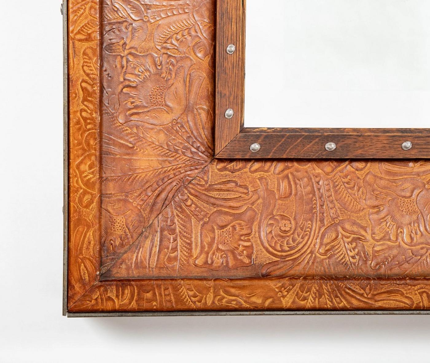 Ralph Lauren - Ralph Lauren Labeled Mirror with Rare Embossed Leather ...