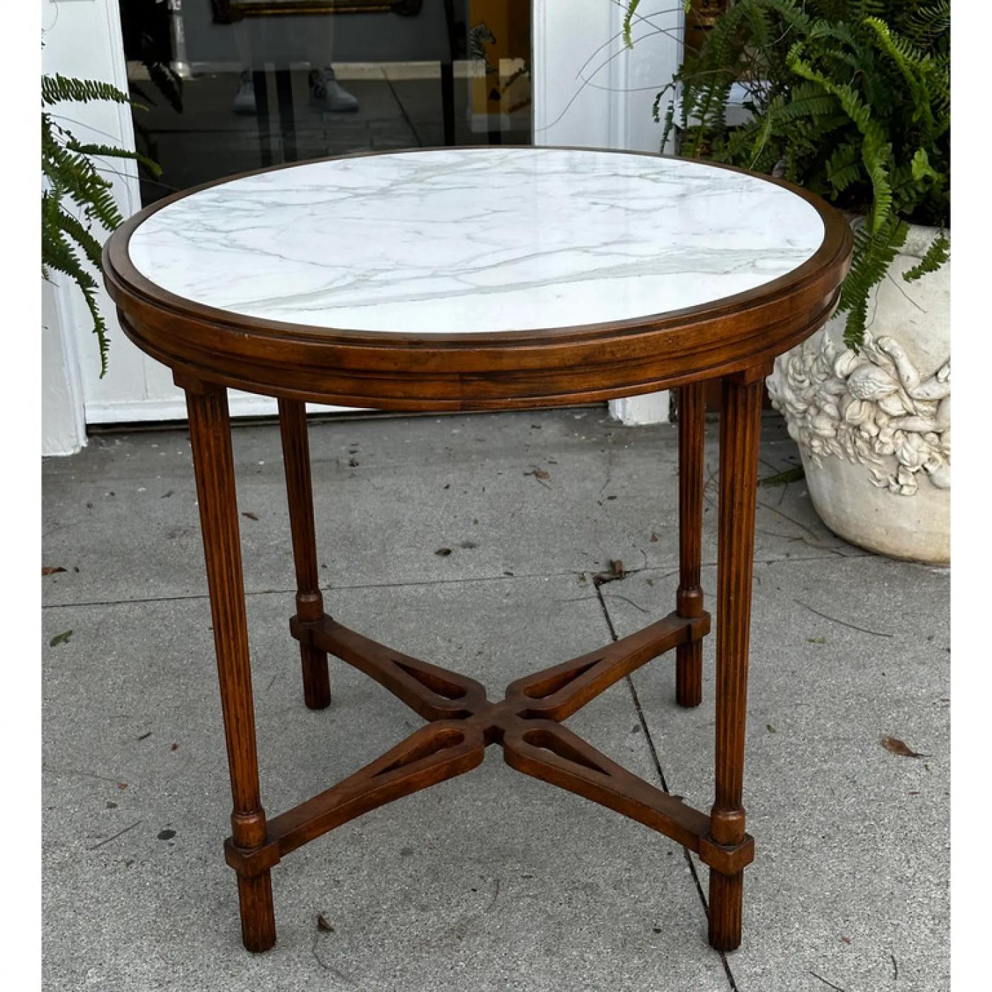 Randy Esada Designs - Carved Italian Mahogany Table With Calcutta ...
