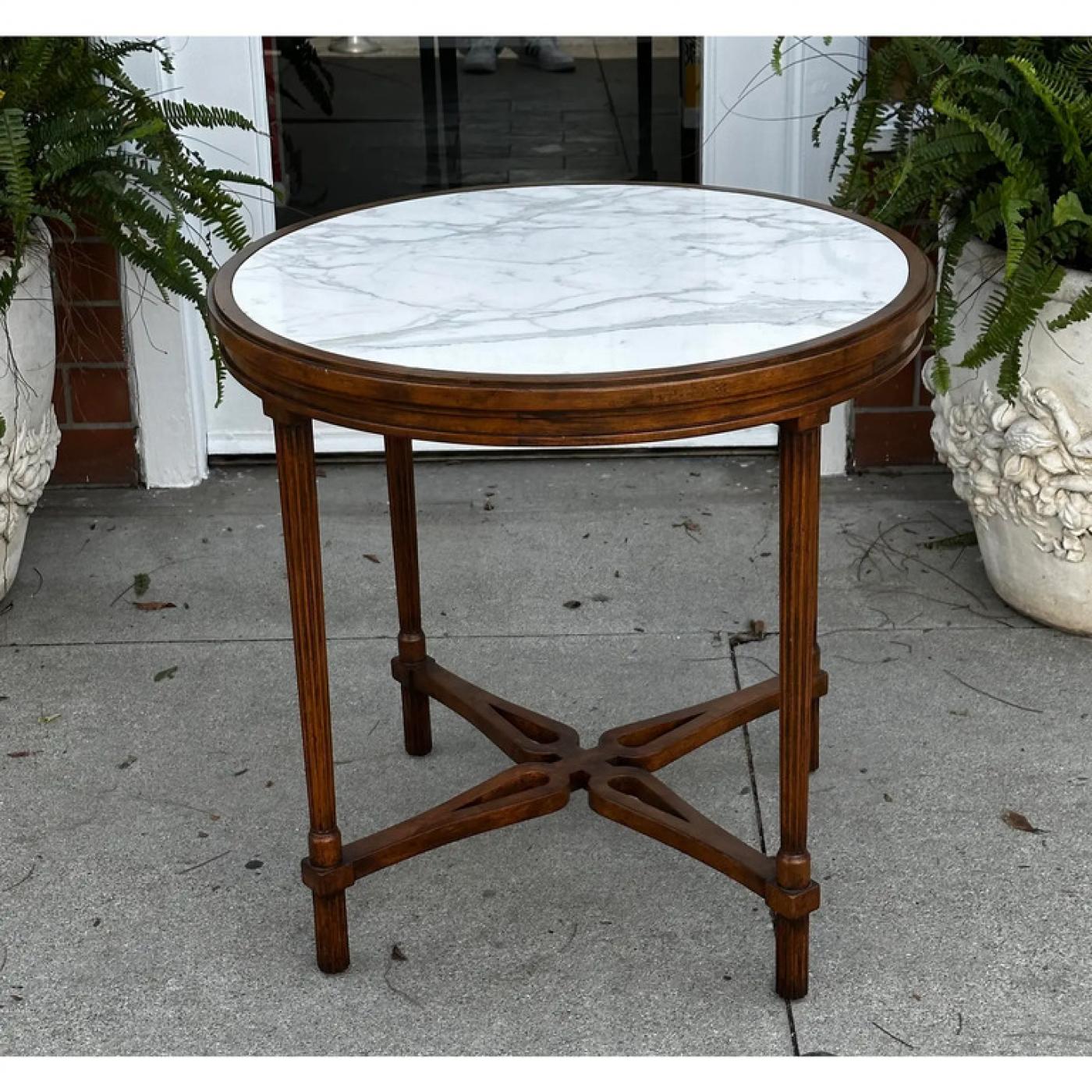 Randy Esada Designs - Carved Italian Mahogany Table With Calcutta ...