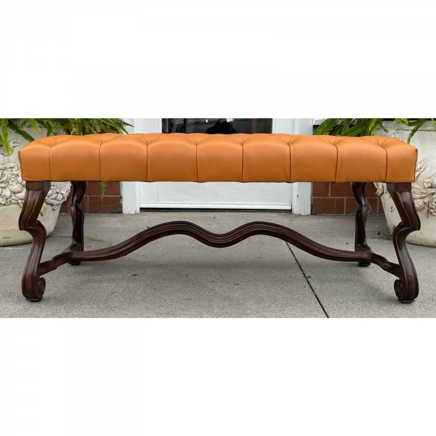 Randy Esada Designs - Italian Carved Walnut Tufted Leather Bench by ...