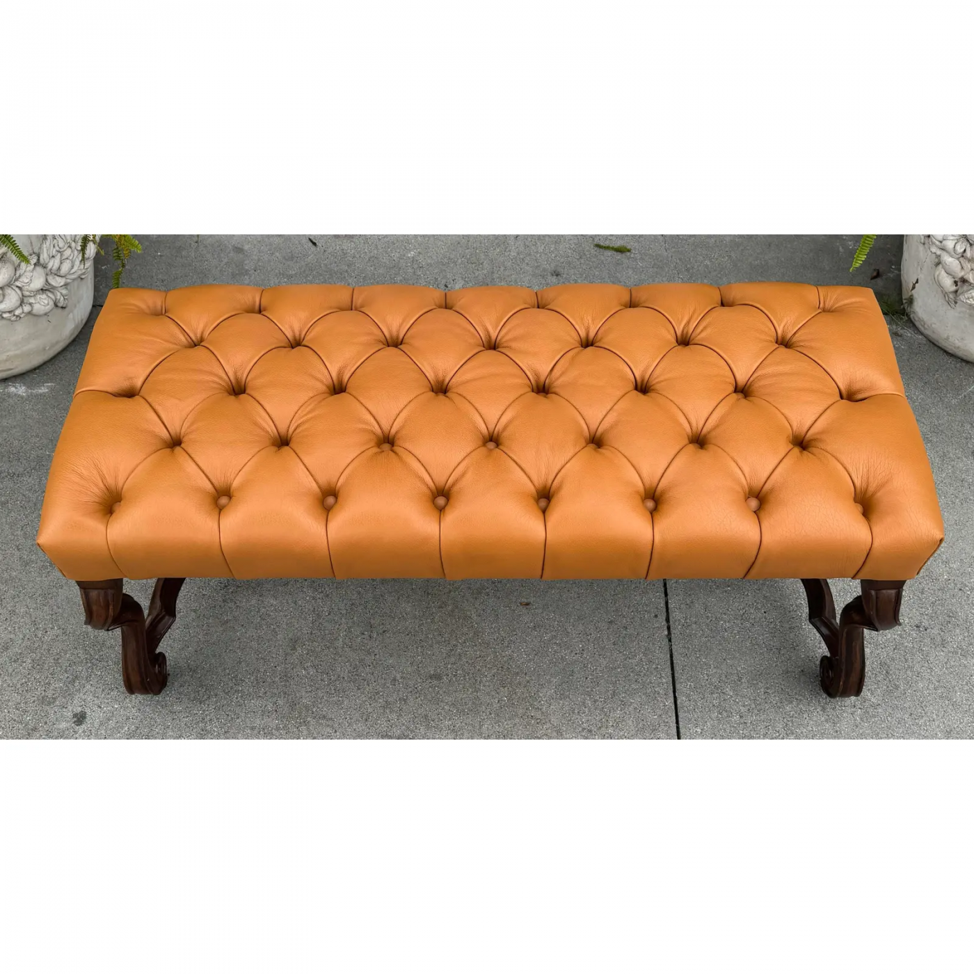 Randy Esada Designs - Italian Carved Walnut Tufted Leather Bench by ...
