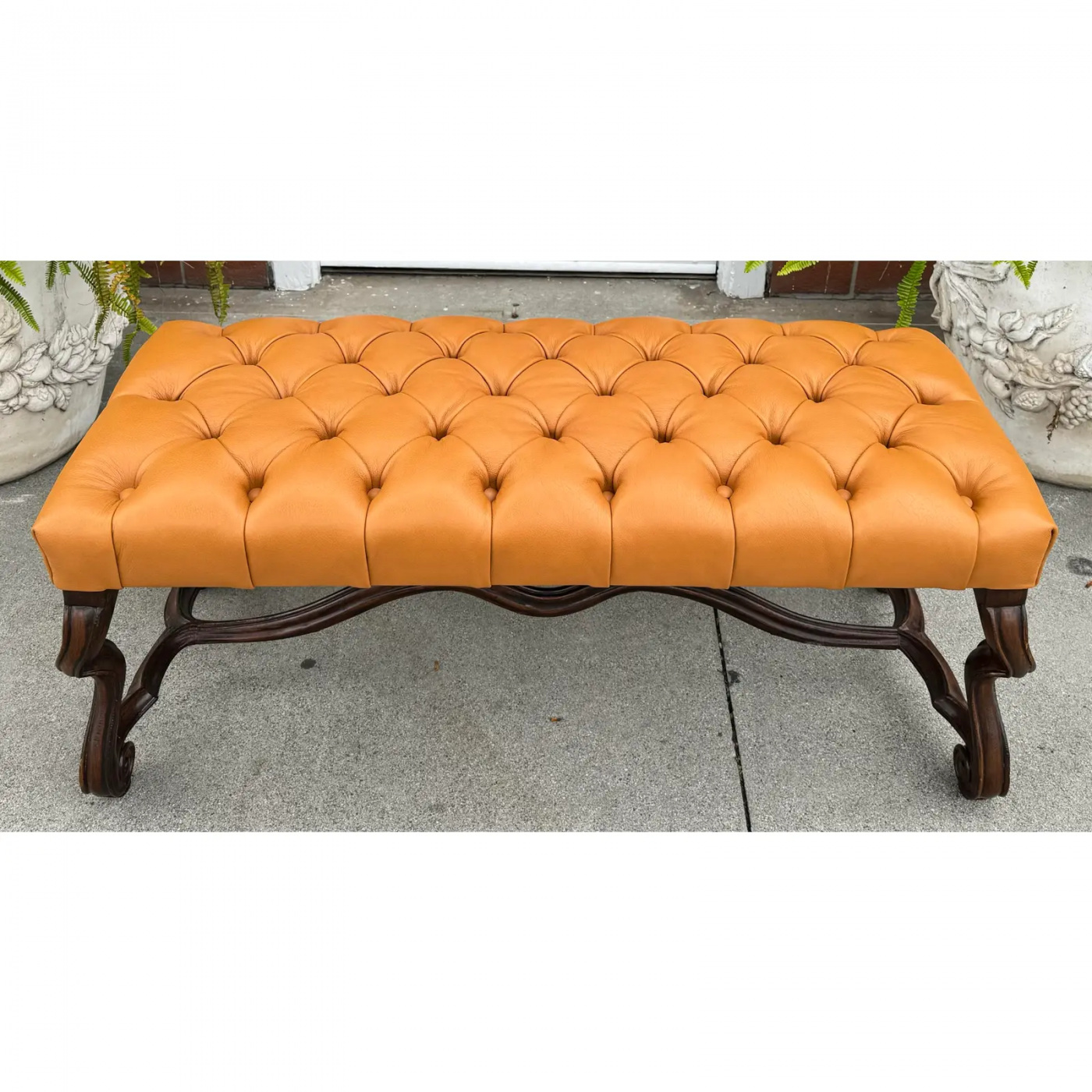 Randy Esada Designs - Italian Carved Walnut Tufted Leather Bench by ...