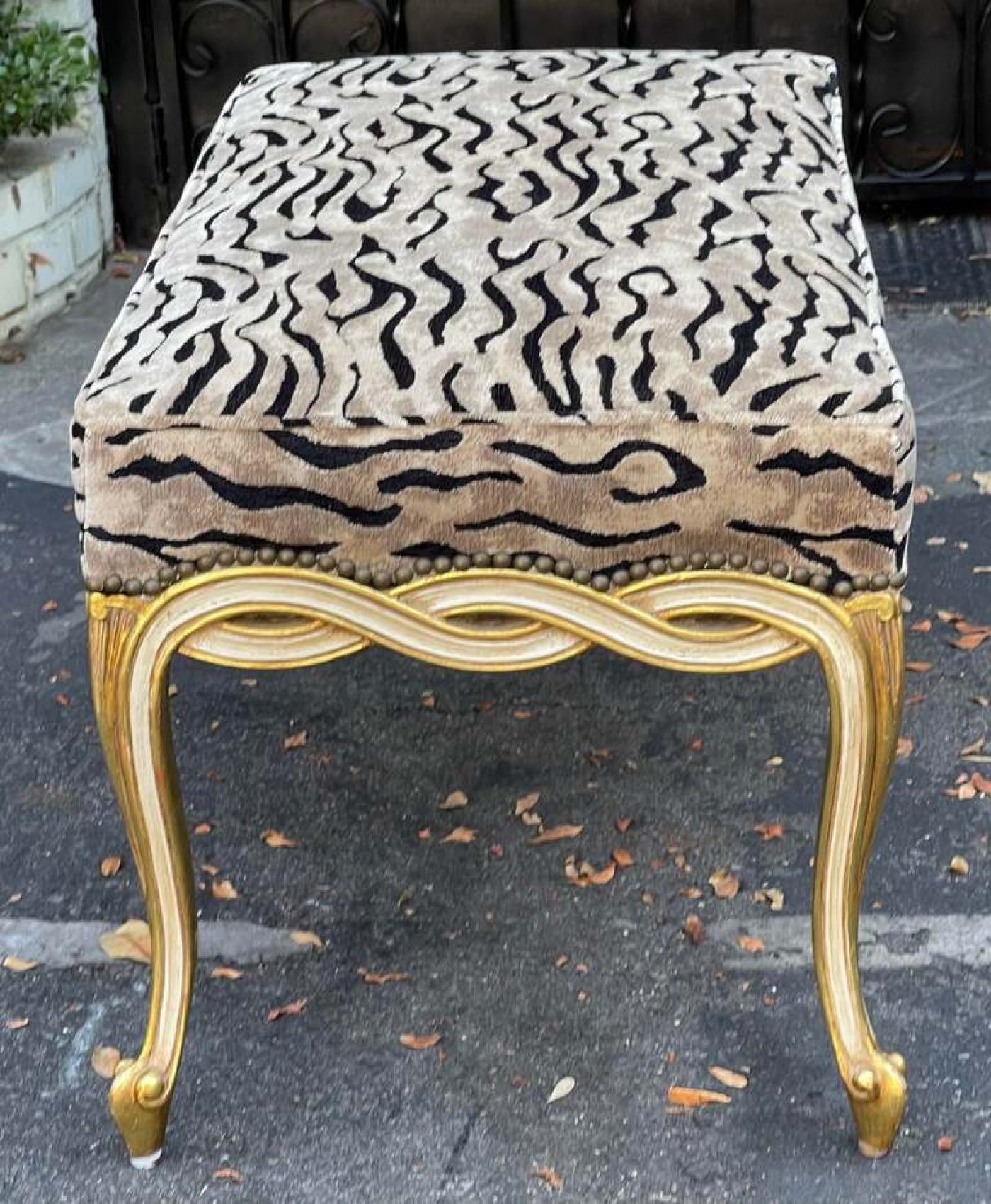 Randy Esada Designs - Regency Style Giltwood Ribbon Bench W Zebra ...