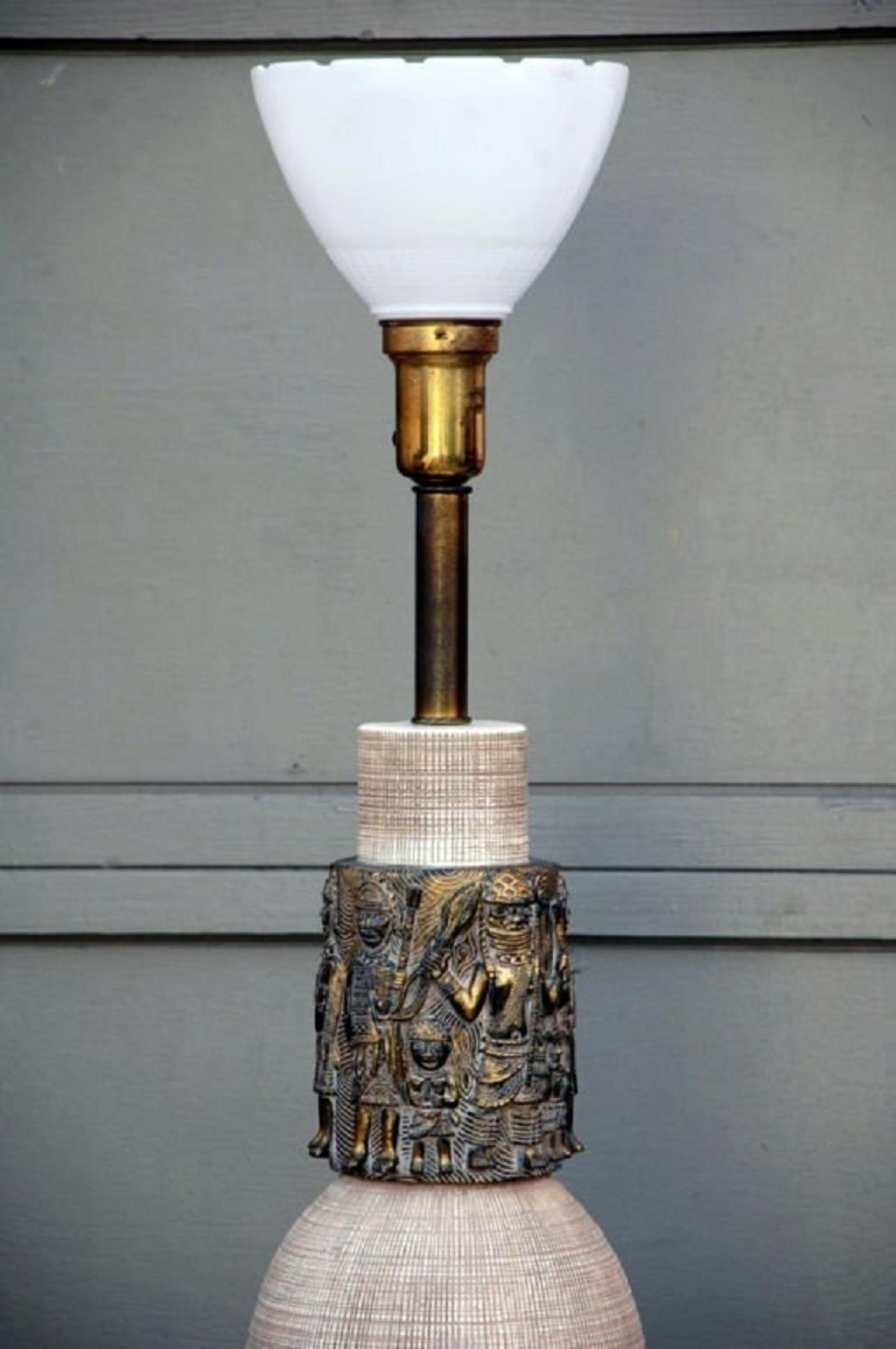 Reglor - Impressive Ceramic and Gilt Bronze Lamp by Reglor of California