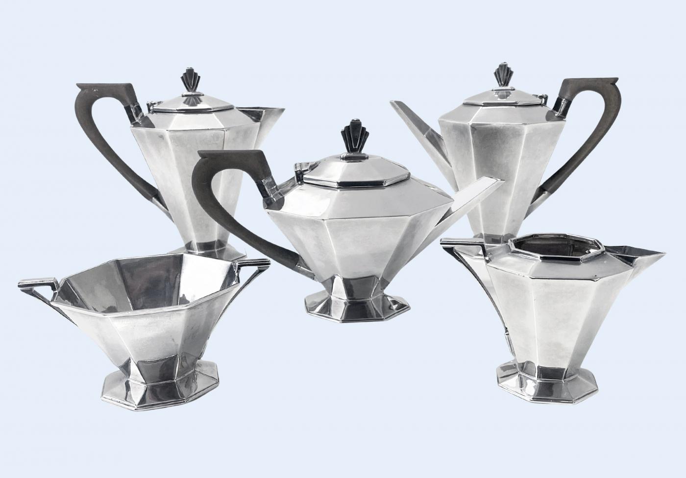 Roberts & Belk Ltd - Art Deco Sterling Silver Tea Coffee Set English 1931