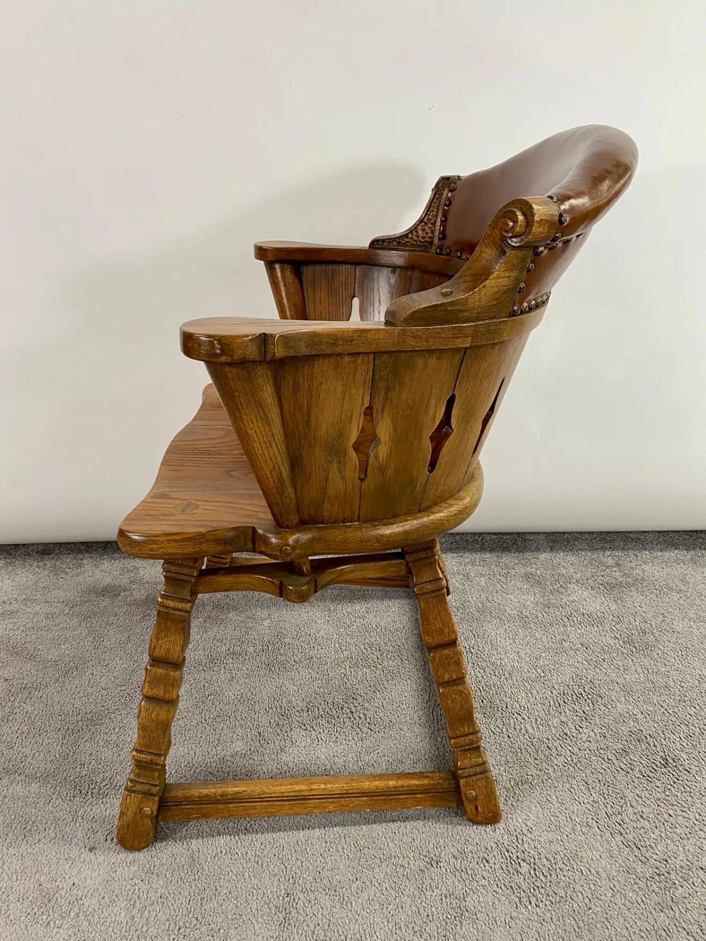 Romweber - Romweber Viking Oak Leather Back Captains Armchair, Set of 4