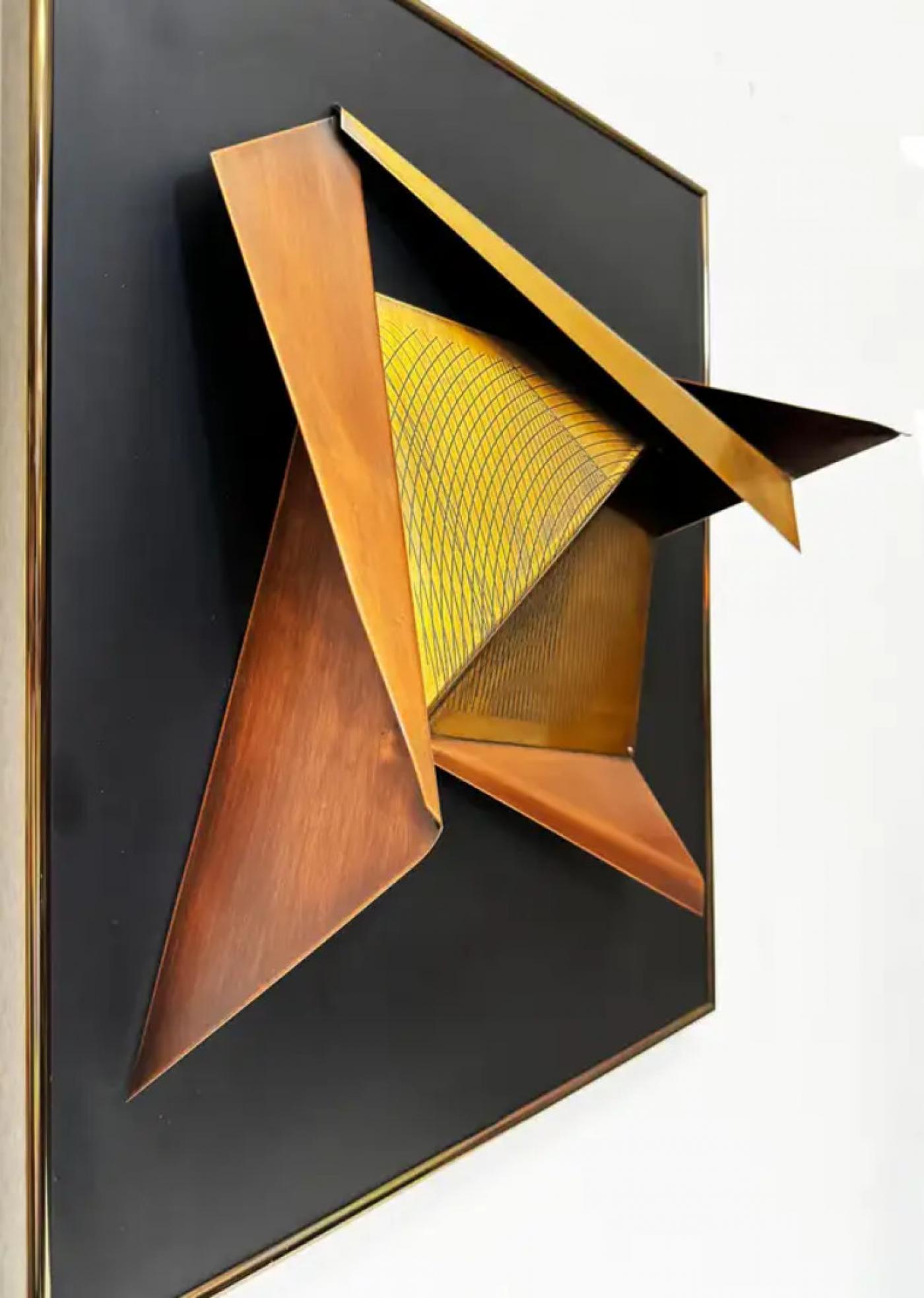 Ron Hinton - Ron Hinton 1994 3D Metal Wall Sculpture "Linear Sketch"