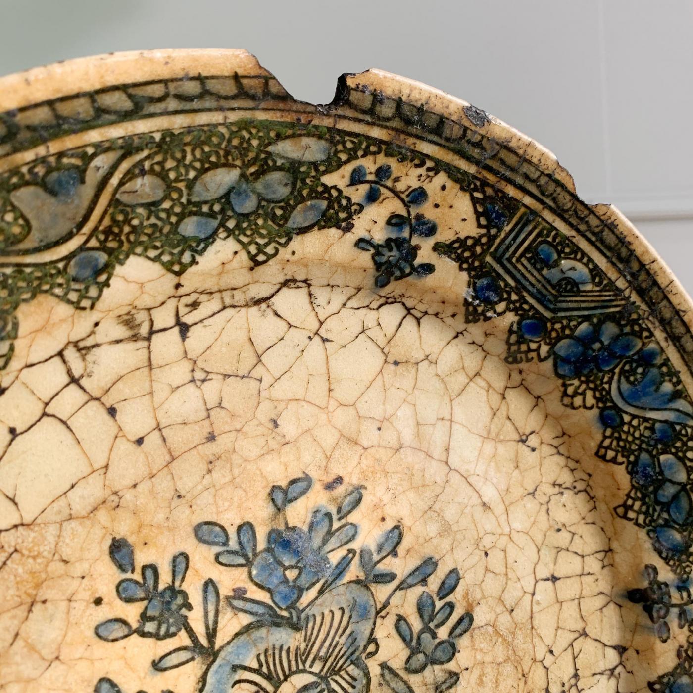 Safavid - 17th Century Safavid Blue Pottery Dish