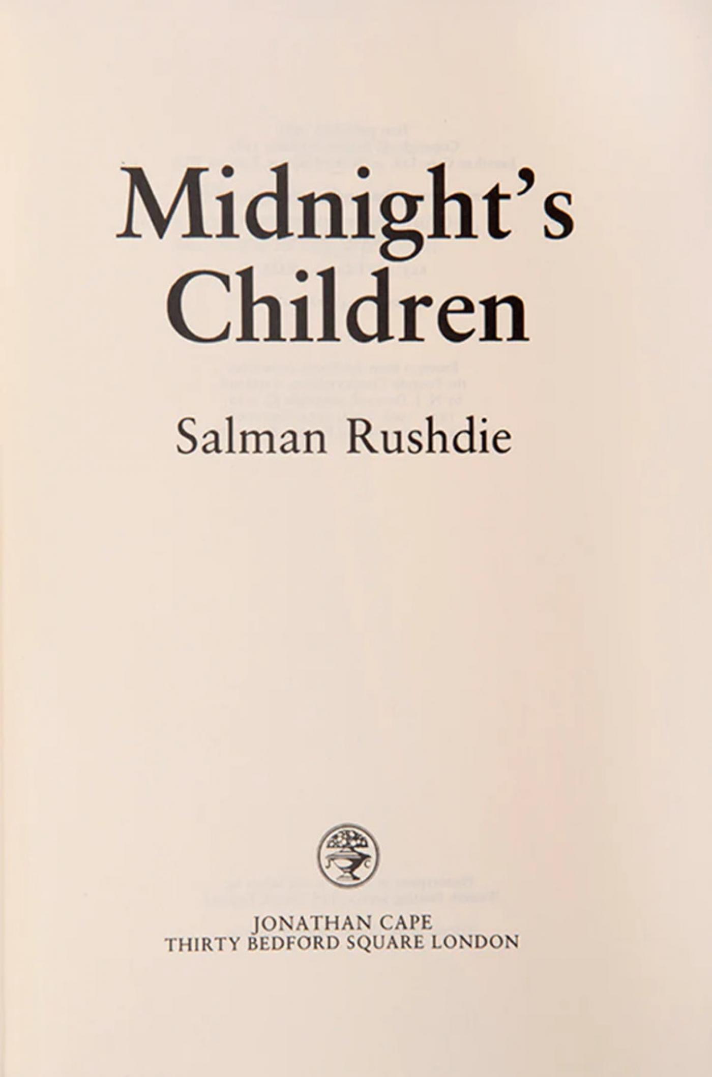 Salman RUSHDIE - Midnight's Children. by Salman RUSHDIE