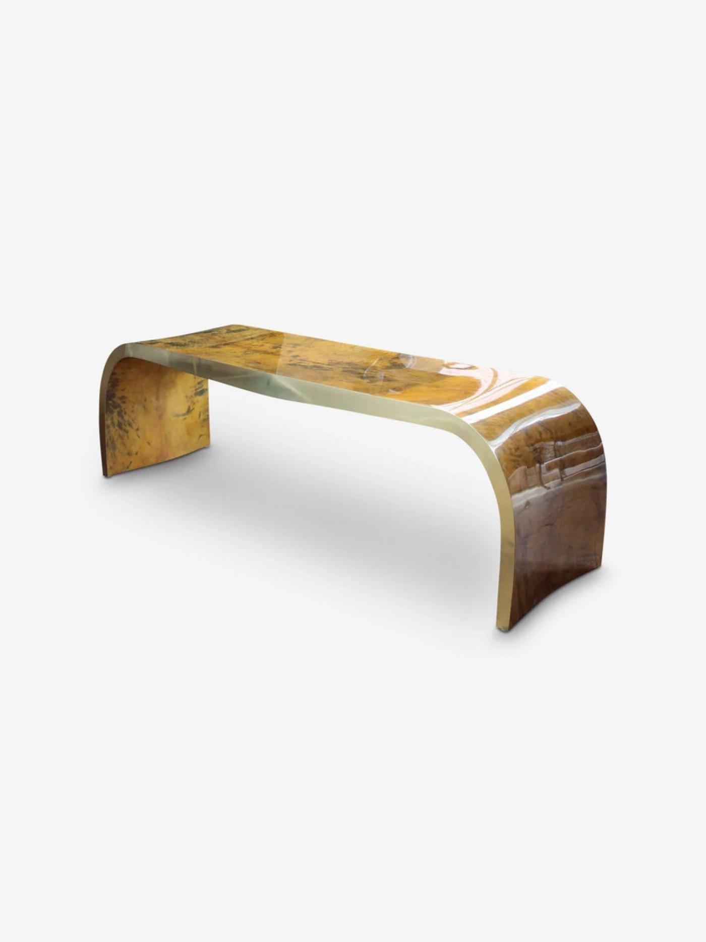 Scala Luxury - CONCAVE BENCH IN GOATSKIN WITH POLISHED TOP COAT