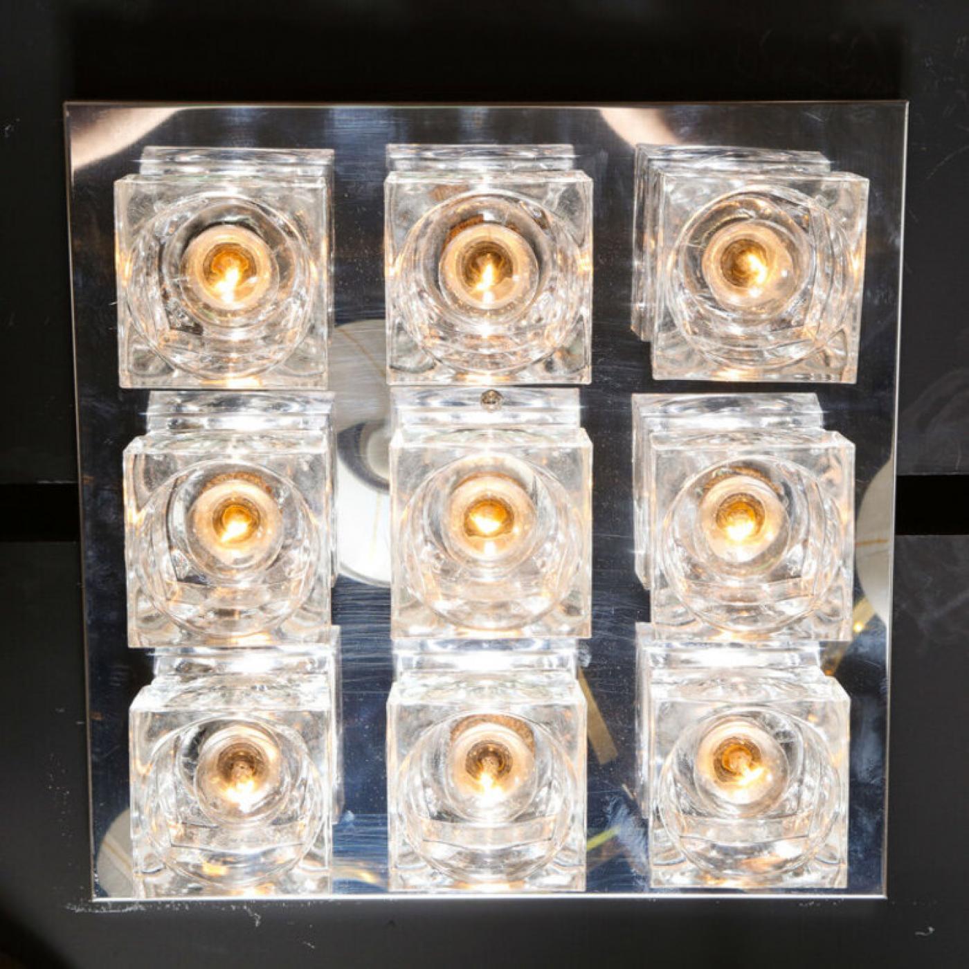Sciolari Lighting - Mid Century Modern Nine Cube Chrome & Glass Flush ...