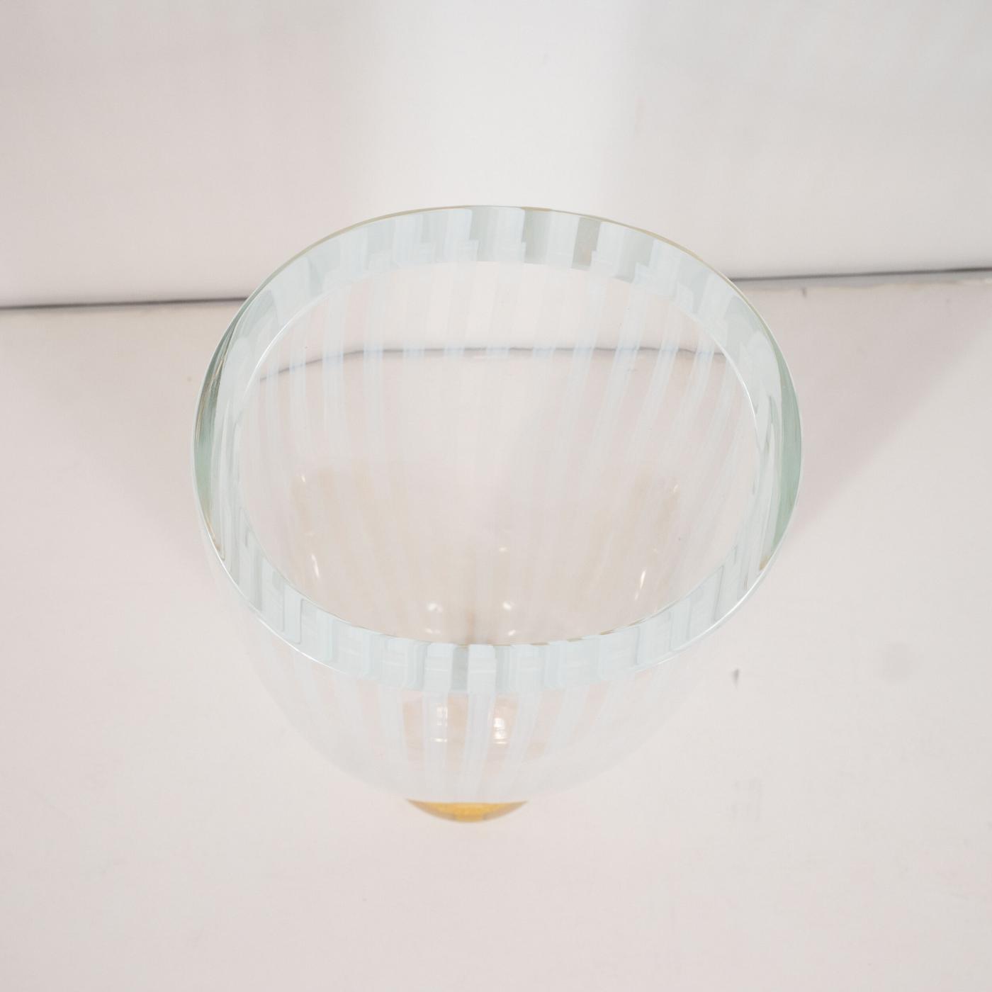 Seguso Viro - Midcentury Hand Blown Murano Striated Glass Vase with ...