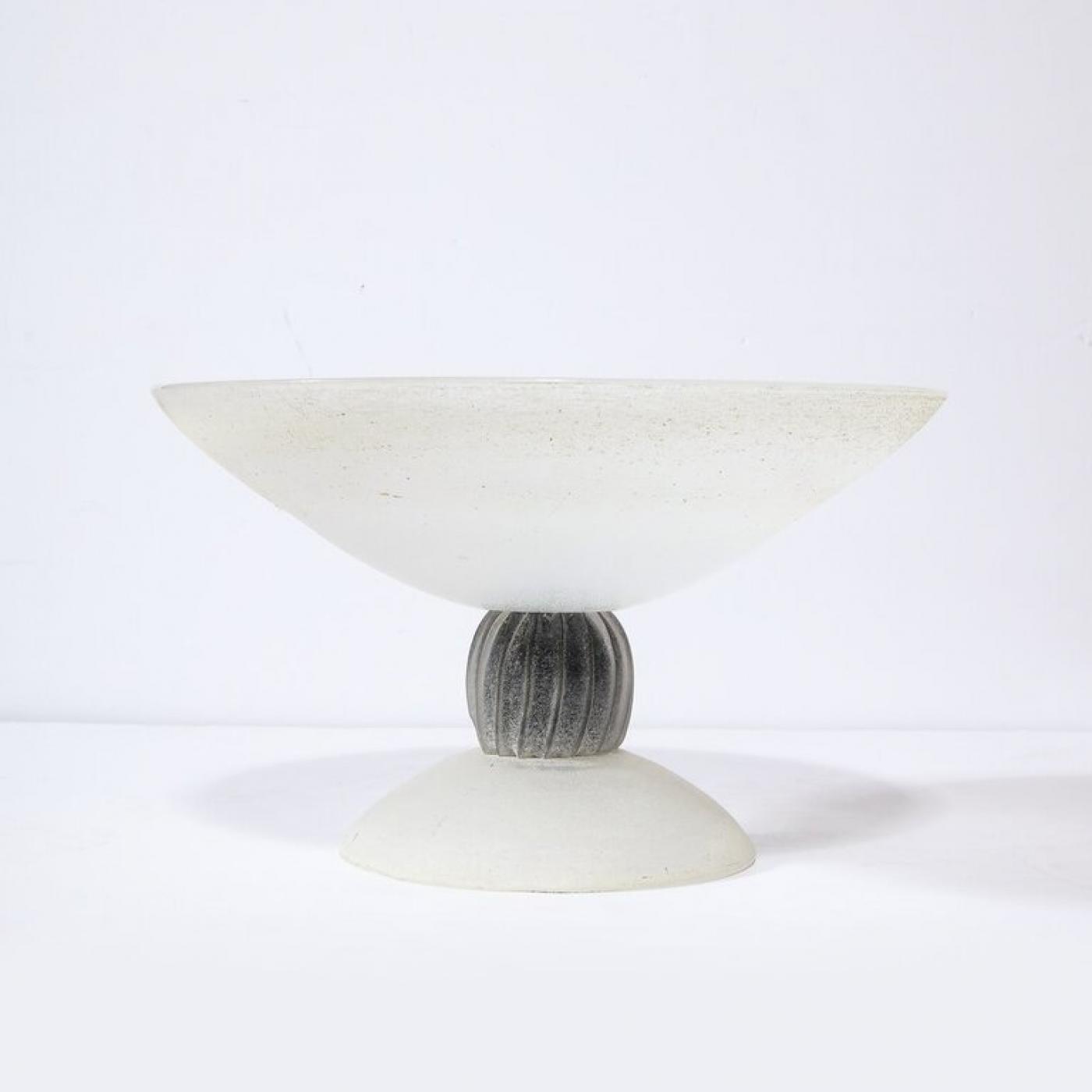Seguso Viro - Modernist Hand-Blown Murano Glass Centerpiece in Scavo by ...