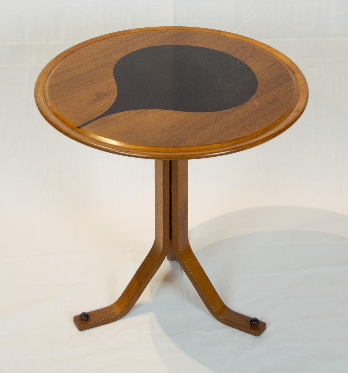 Selig Furniture Co. - Rare "Teardrop" Inlaid Teak & Bent Plywood Side Table