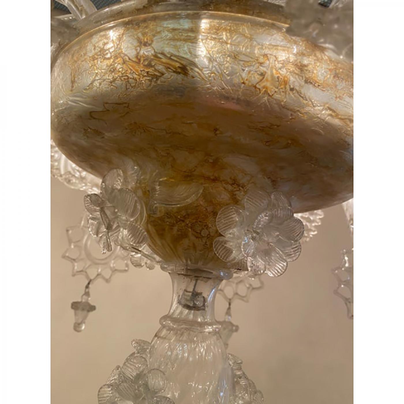 SimoEng - 1970s Italian Style Murano Glass Transparent Chandelier