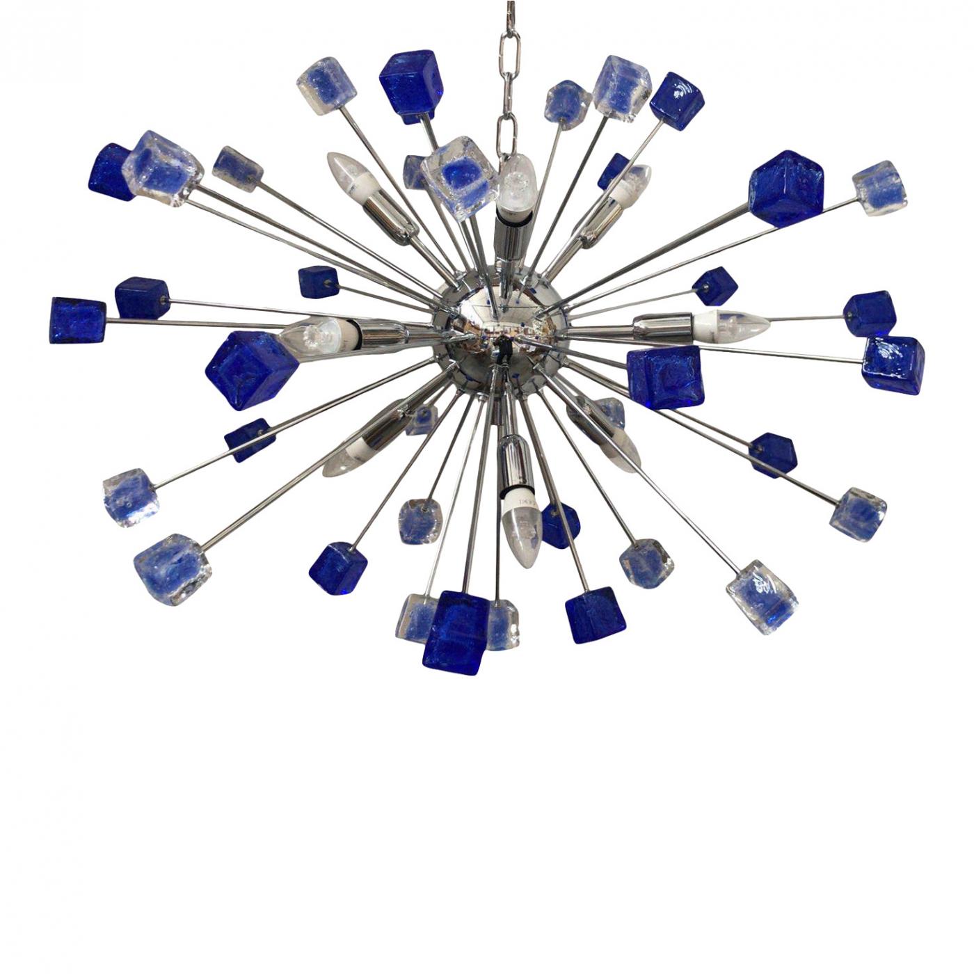 SimoEng - Italian Handmade Blue Murano Glass Sputnik Chandelier