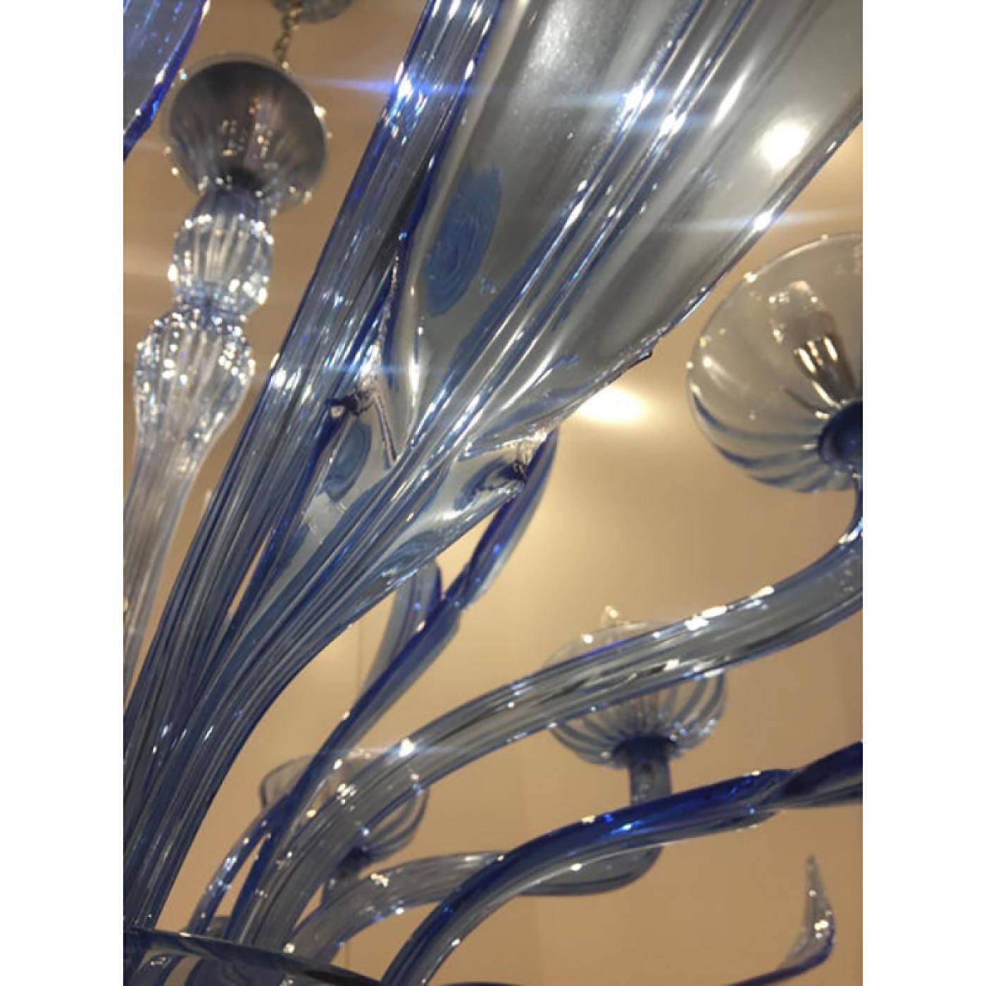 SimoEng - Murano Glass Bluino Italian Leaves Chandelier in Style Murano ...