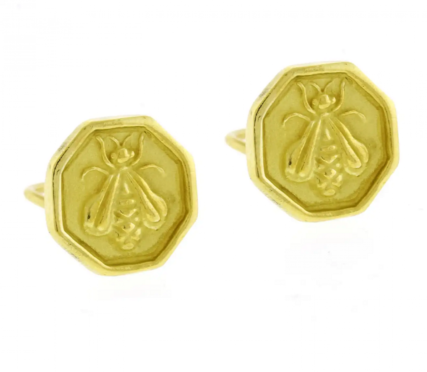Slane & Slane - SLANE & SLANE HONEYCOMB HEXAGON BEE CLIP ON EARRINGS