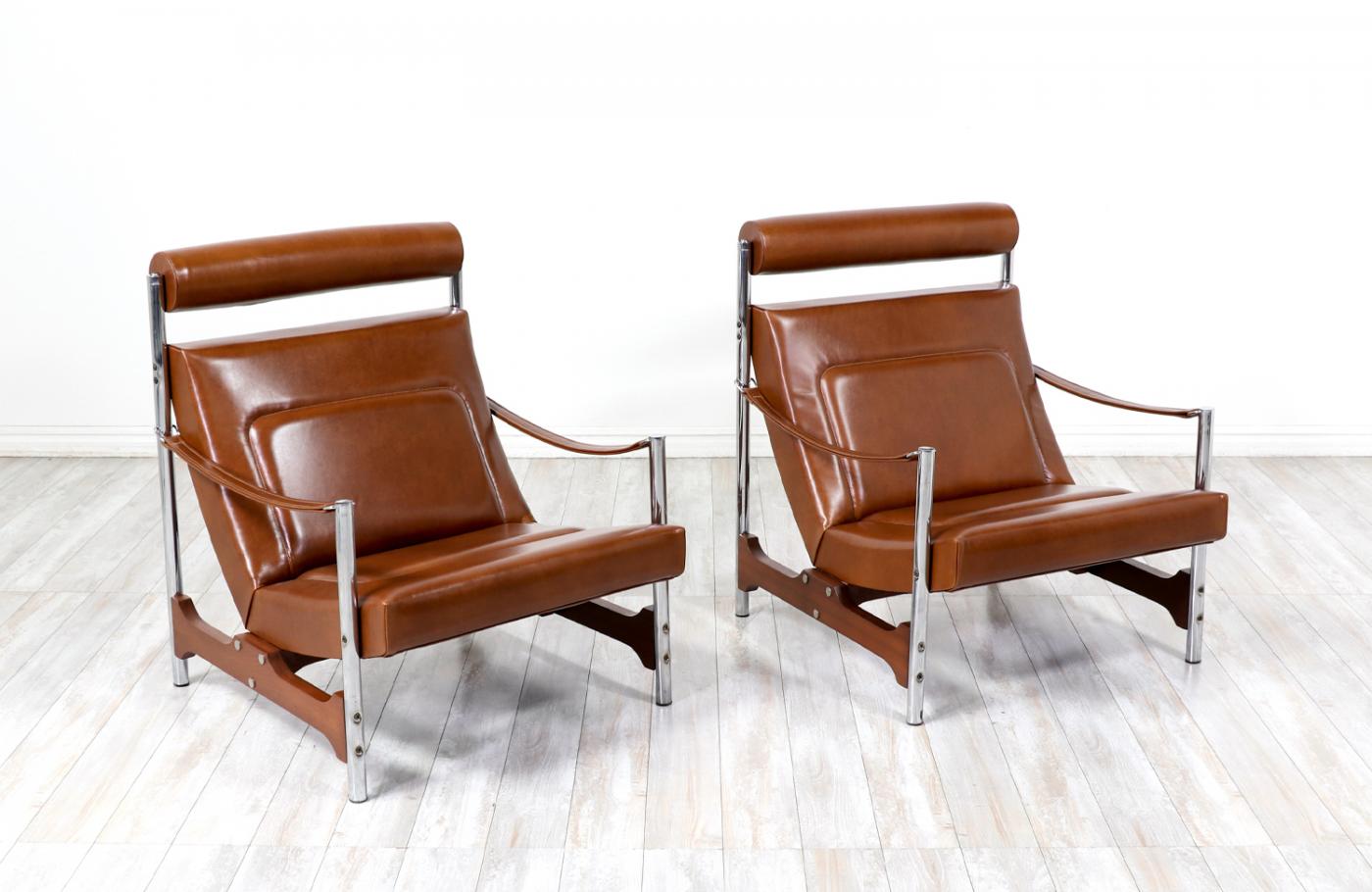 Steiner - Mid-Century French Modern Sculpted Walnut & Leather Lounge ...