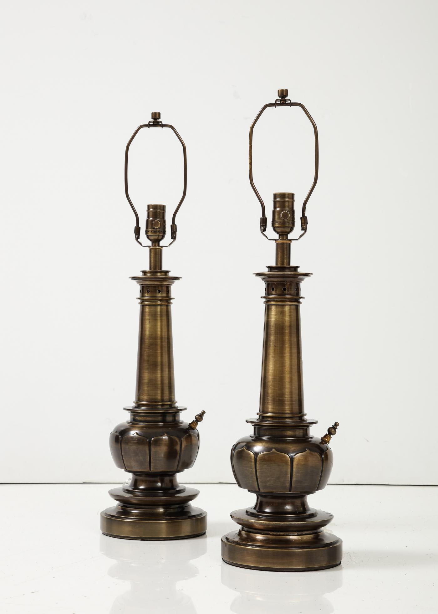 Stiffel Lamp Company - Stiffel Aged Brass Lotus Lamps