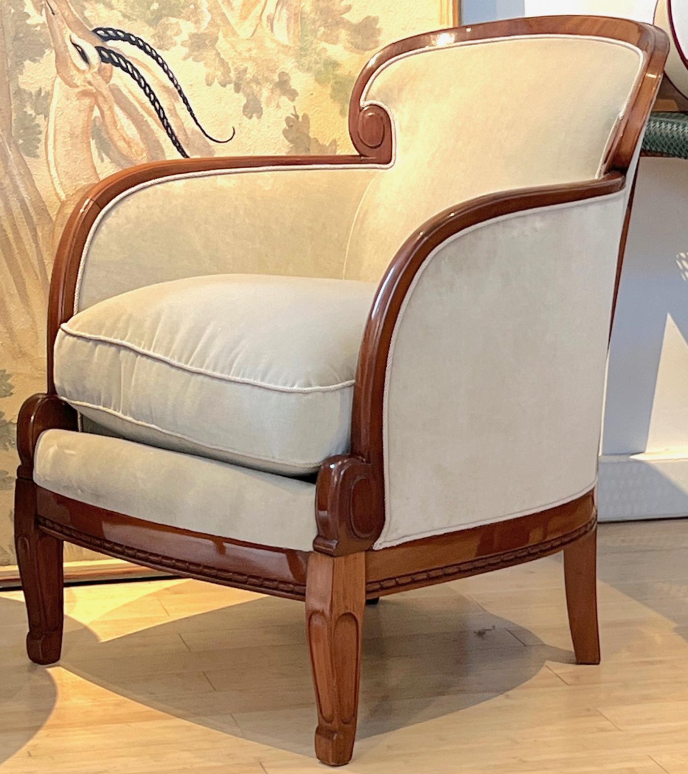 Sue et Mare - Sue et Mare art deco rare refined pair of curved wood arm ...