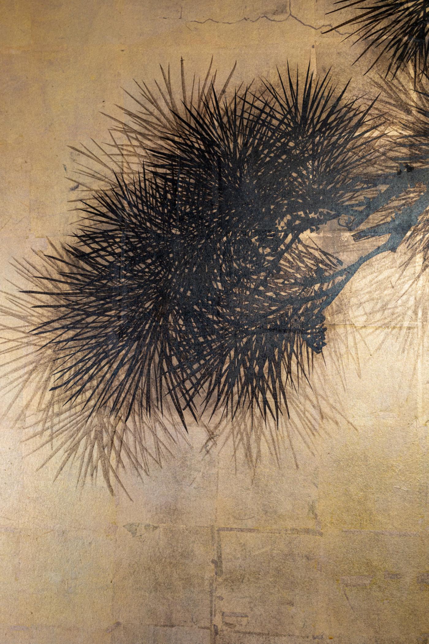 Suzuki Shonen - Japanese Two Panel Screen: Forest Scene on Silver by ...