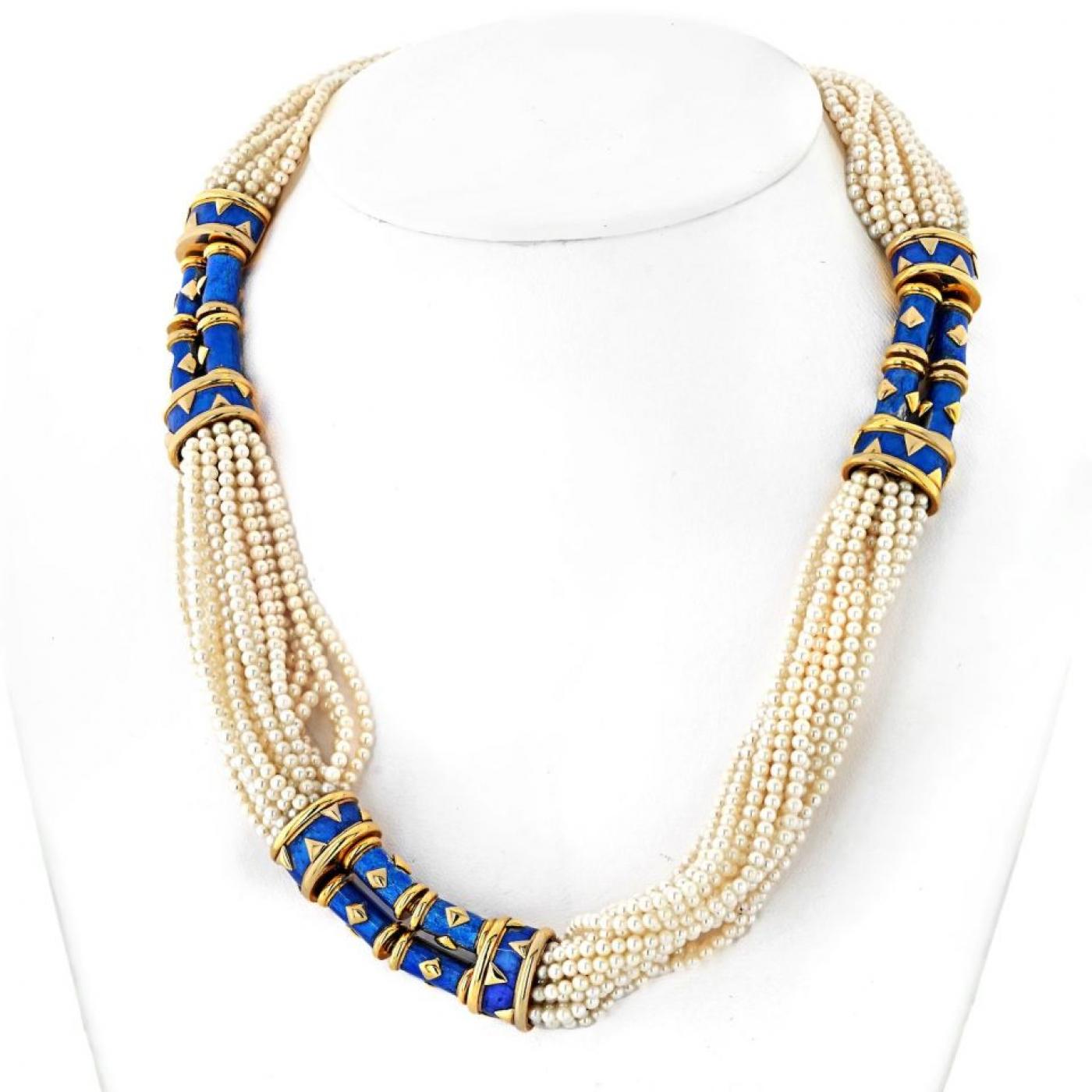 Tiffany & Co. - TIFFANY & CO. SCHLUMBERGER 18K YELLOW GOLD BLUE ENAMEL ...