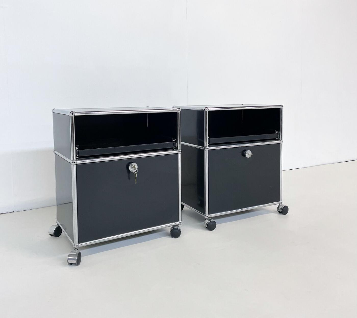 USM Haller - Pair of Small Mid Century Modern Cabinets by USM Haller