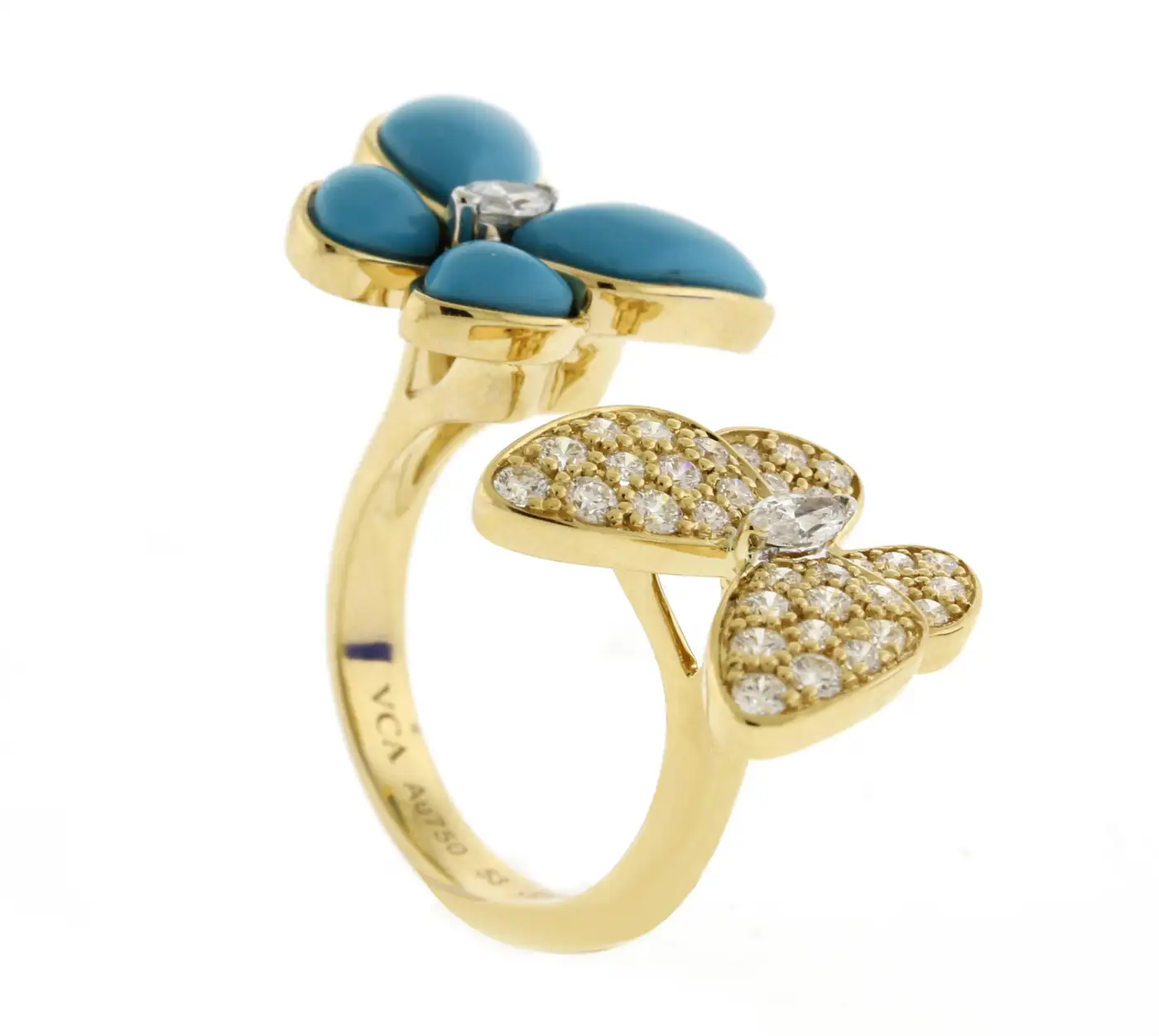 Van Cleef & Arpels - Van Cleef & Arpels 2 Butterfly Between the Finger Turquoise and Diamond Ring