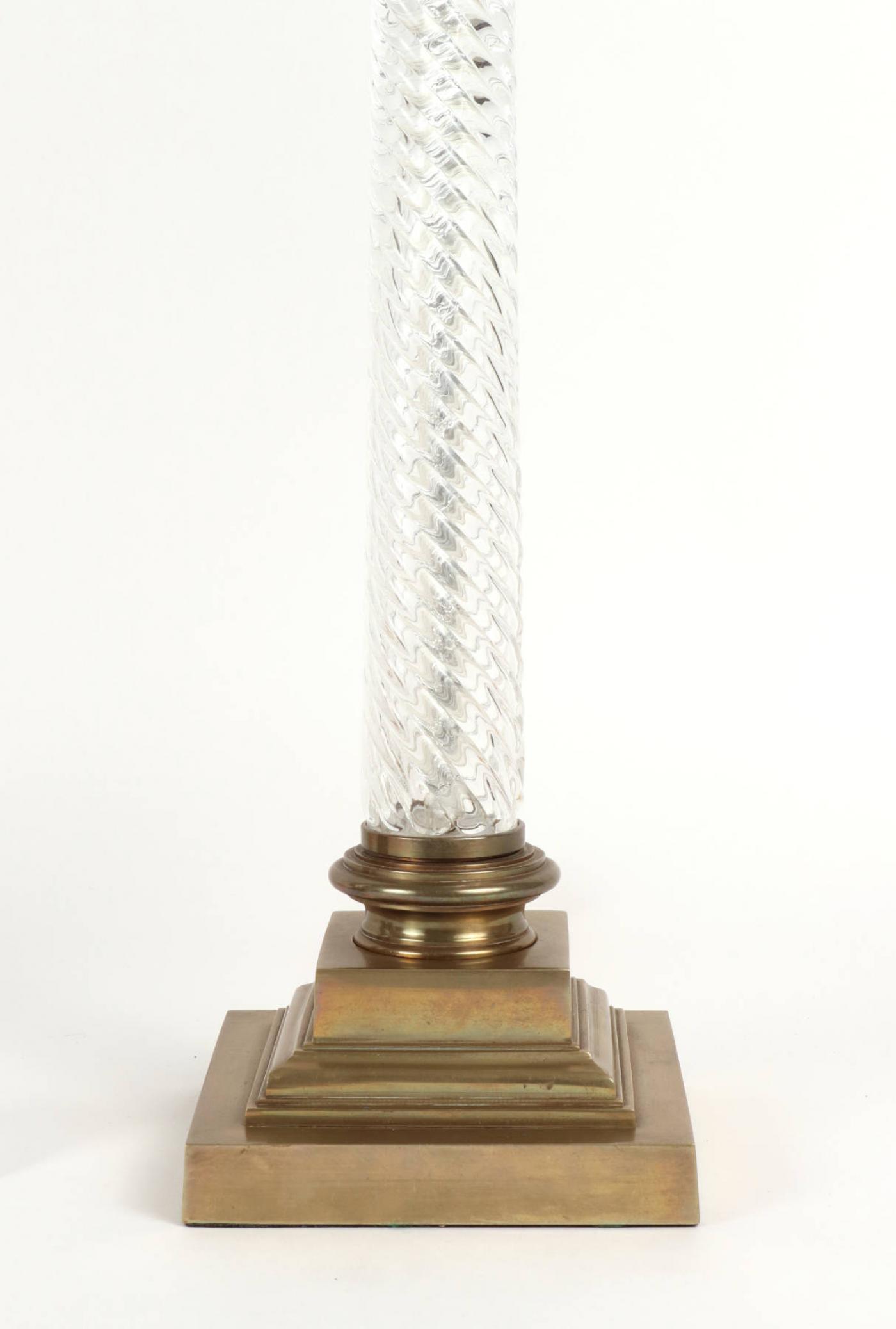 Vaughan Designs - Pair of Crystal and Brass Column Lamps by Vaughan