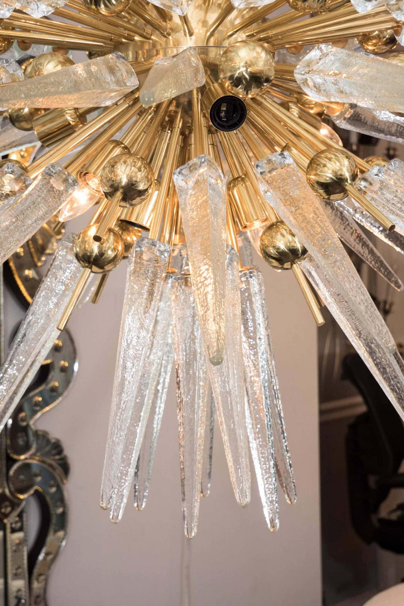 Venfield - Clear Murano Glass Spike Sputnik with Interior Brass Spheres