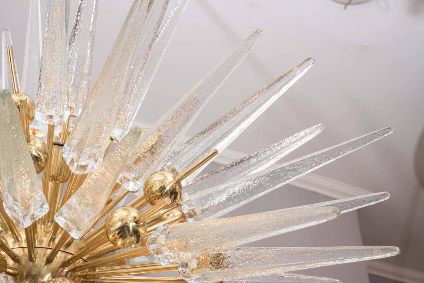 Venfield - Clear Murano Glass Spike Sputnik with Interior Brass Spheres