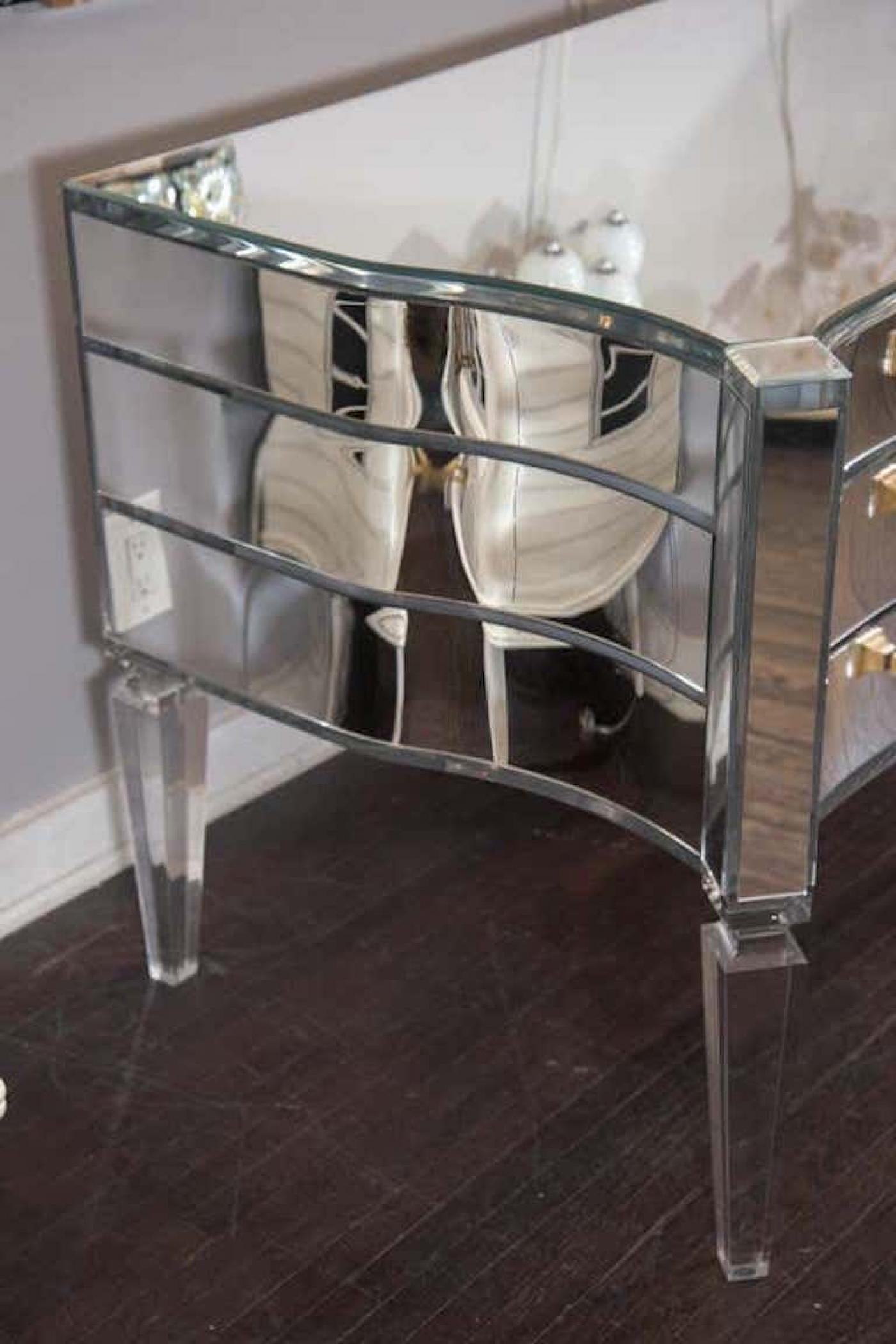Venfield - Custom Glamorous Mirrored Writing Desk with Acrylic Legs