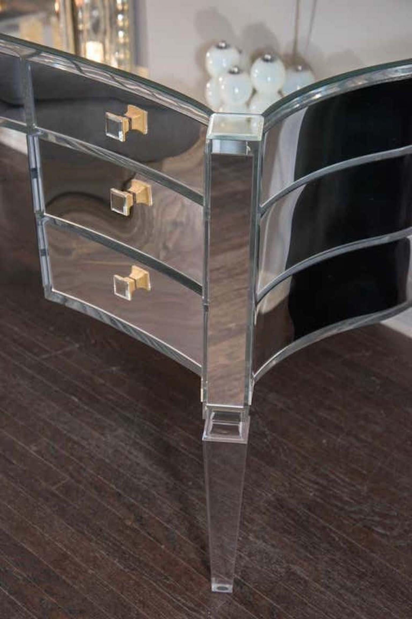 Venfield - Custom Glamorous Mirrored Writing Desk with Acrylic Legs