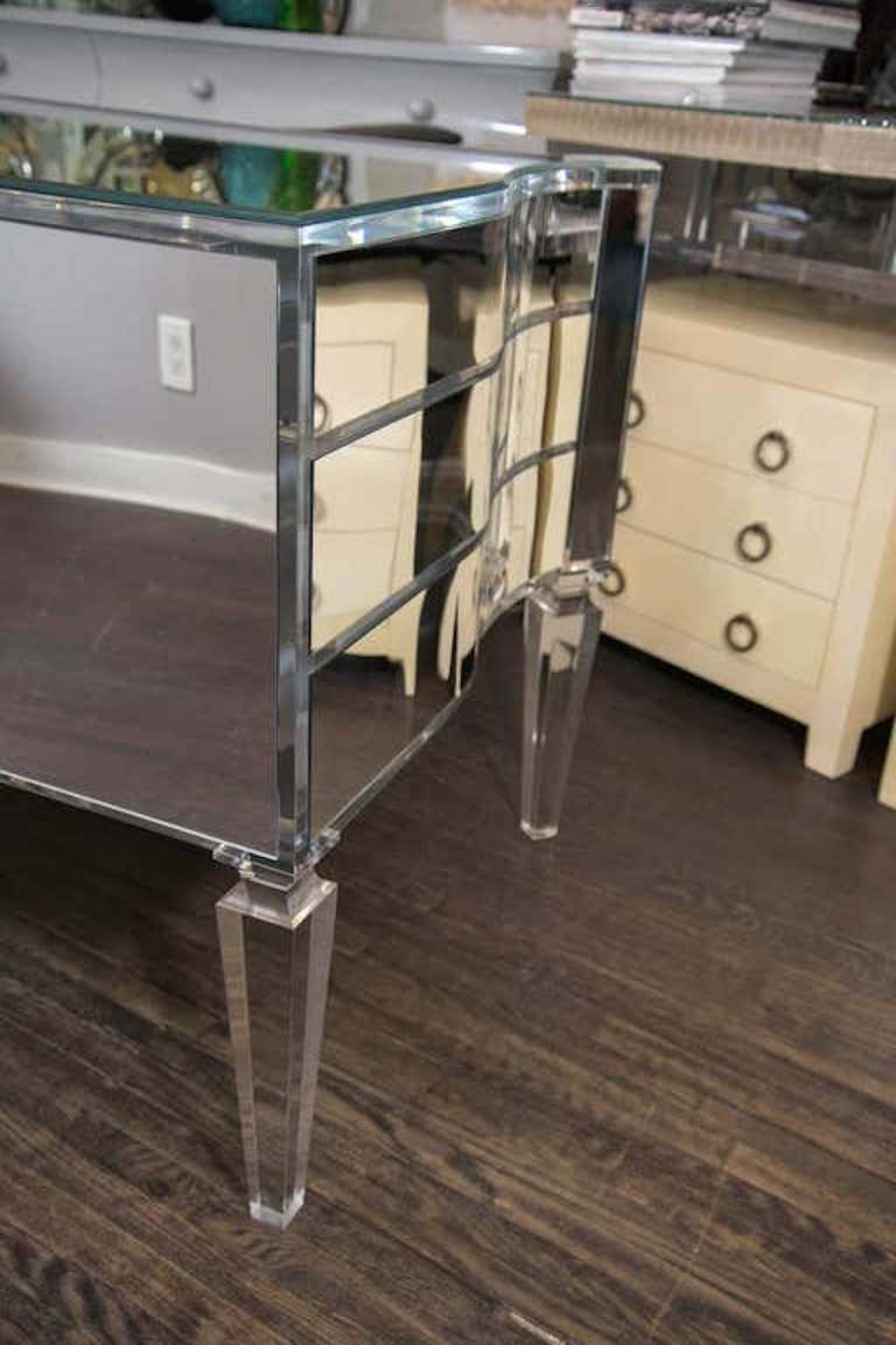 Venfield - Custom Glamorous Mirrored Writing Desk with Acrylic Legs