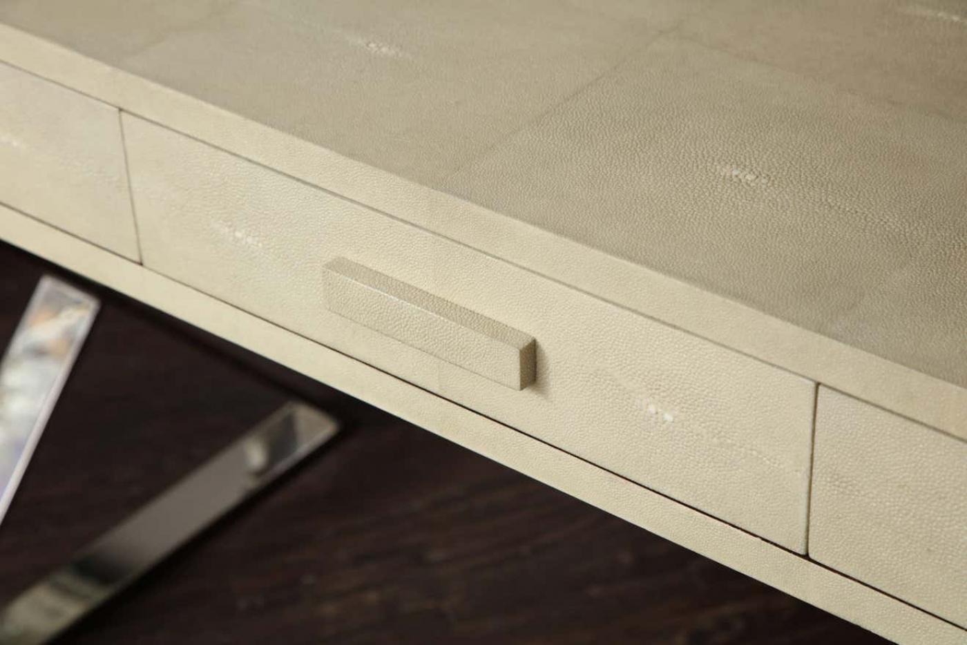 Venfield - Genuine Shagreen Desk with Polished Chrome X-Band Base