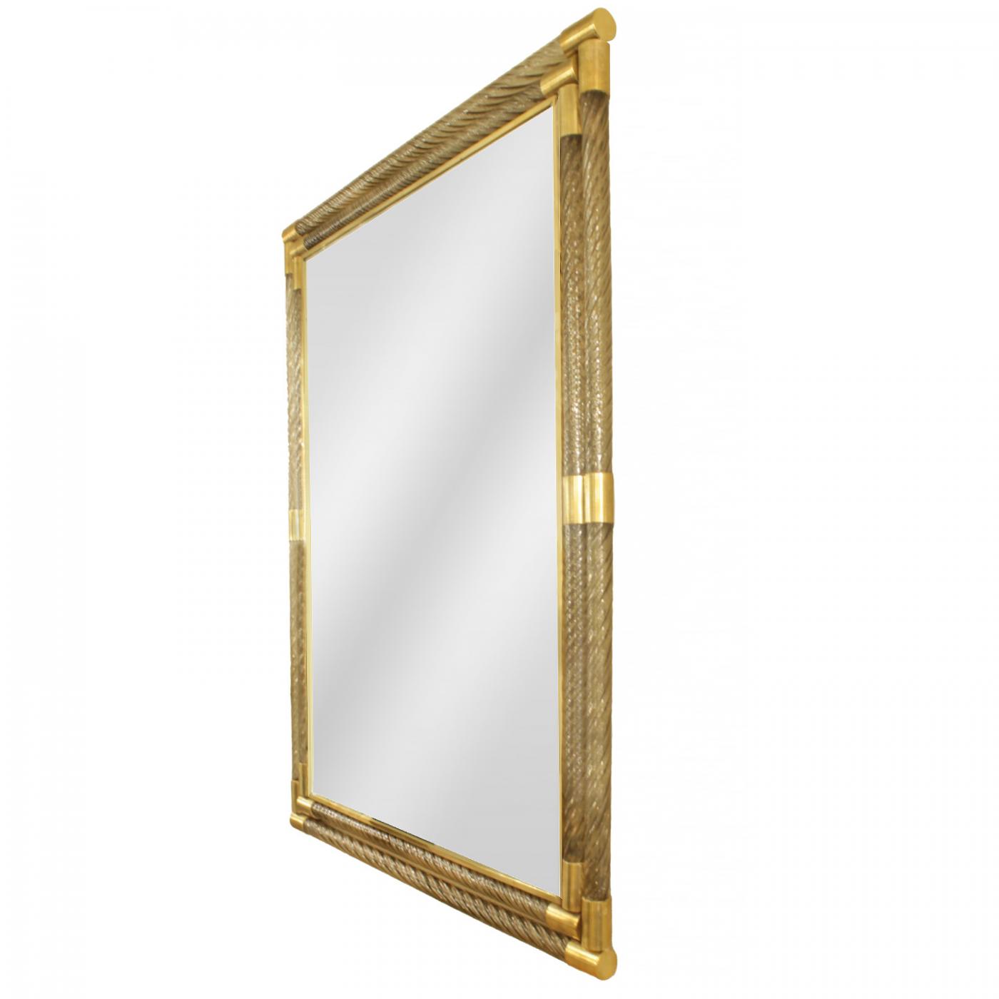 Venfield - Stunning Coiled Murano Fume Glass and Etched Brass Mirror